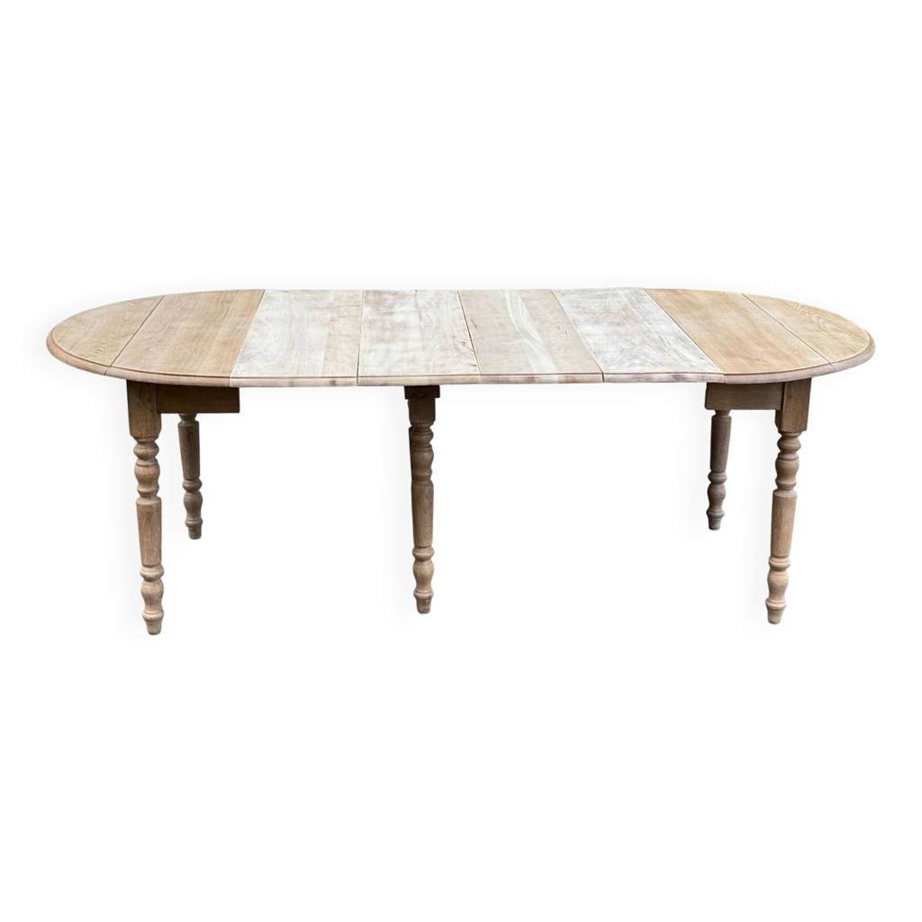 Table ronde extensible Louis Philippe XIXème à volet pliable 6 pieds 225cm | Selency