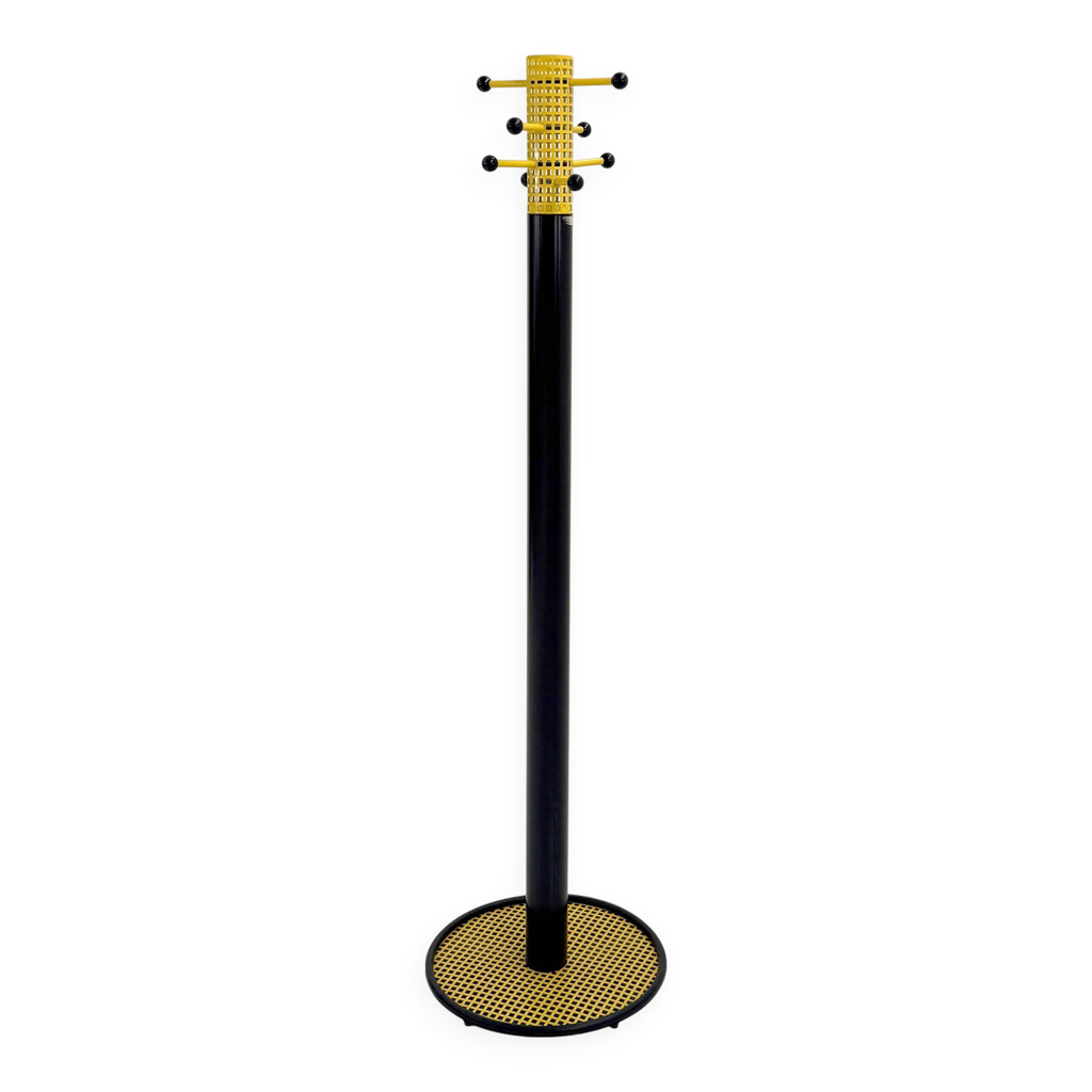 Porte-manteau sur pied jaune et noir de Talin Italy, 1980 | Selency