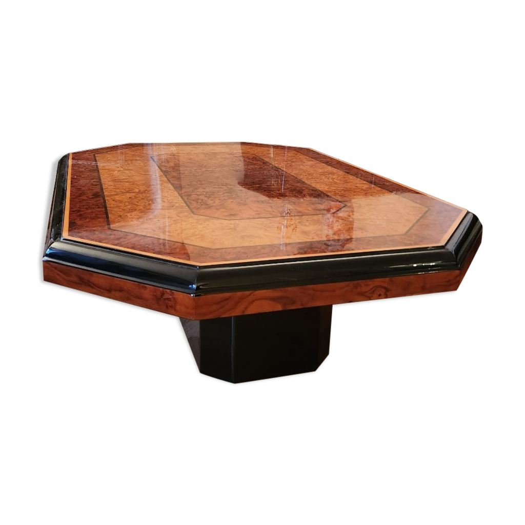 Table basse vintage style bois de loupe | Selency