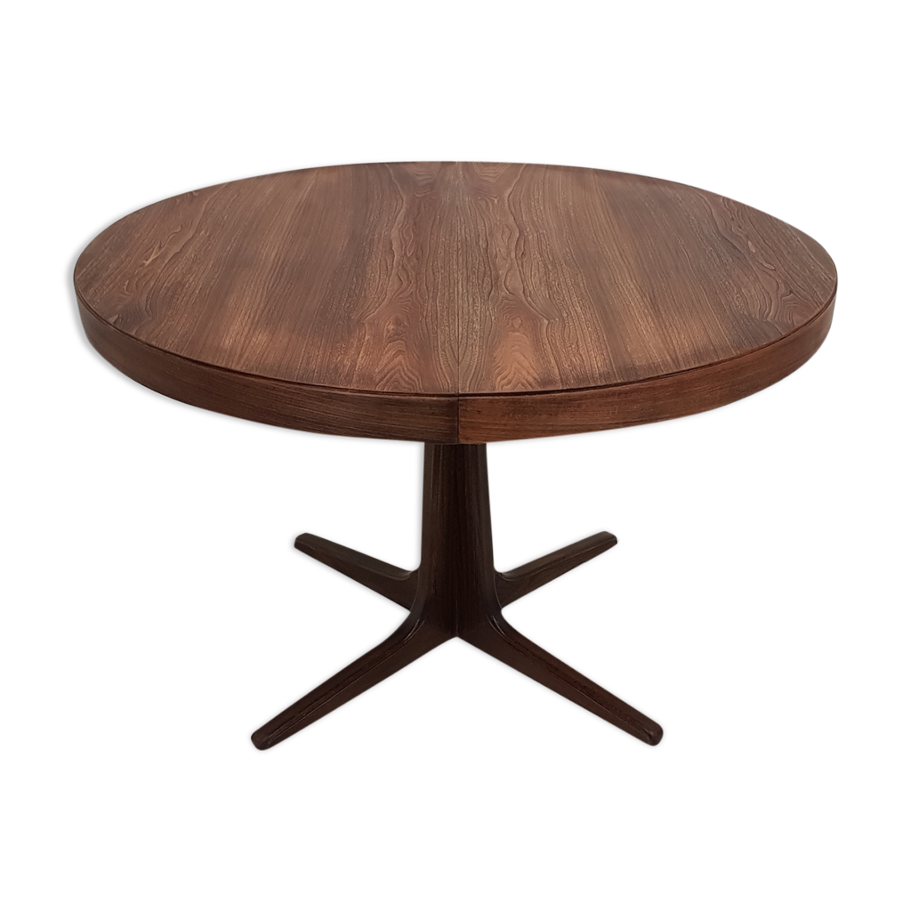 Table ronde vintage scandinave extensible danoise sur pied central ...