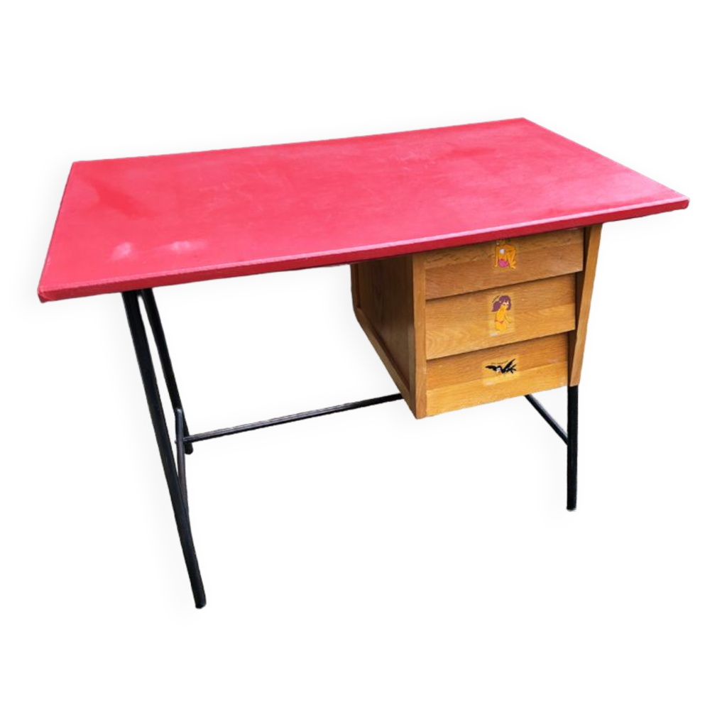 Bureau enfant vintage rouge, 1960 | Selency