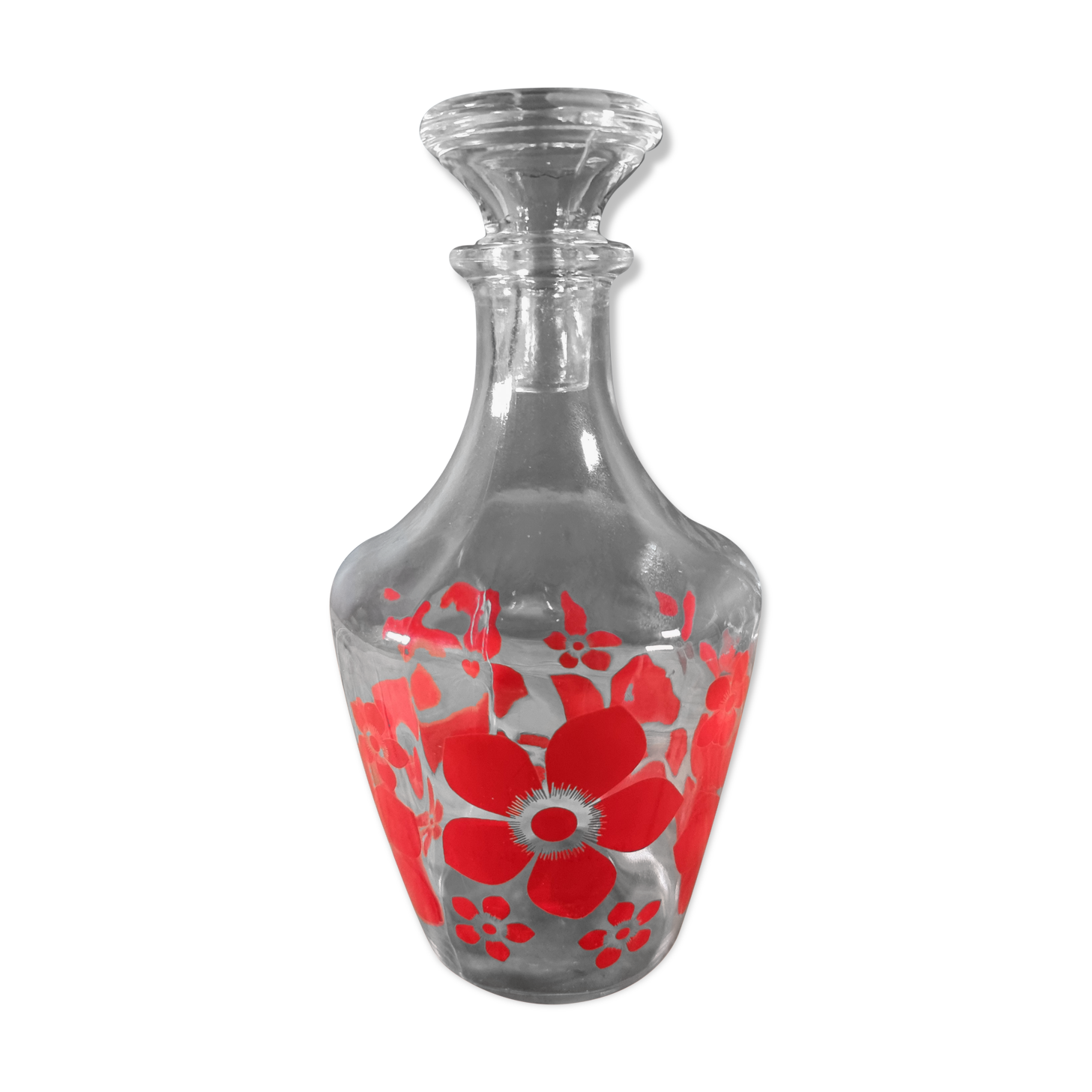 Carafe rétro à fleurs rouges | Selency
