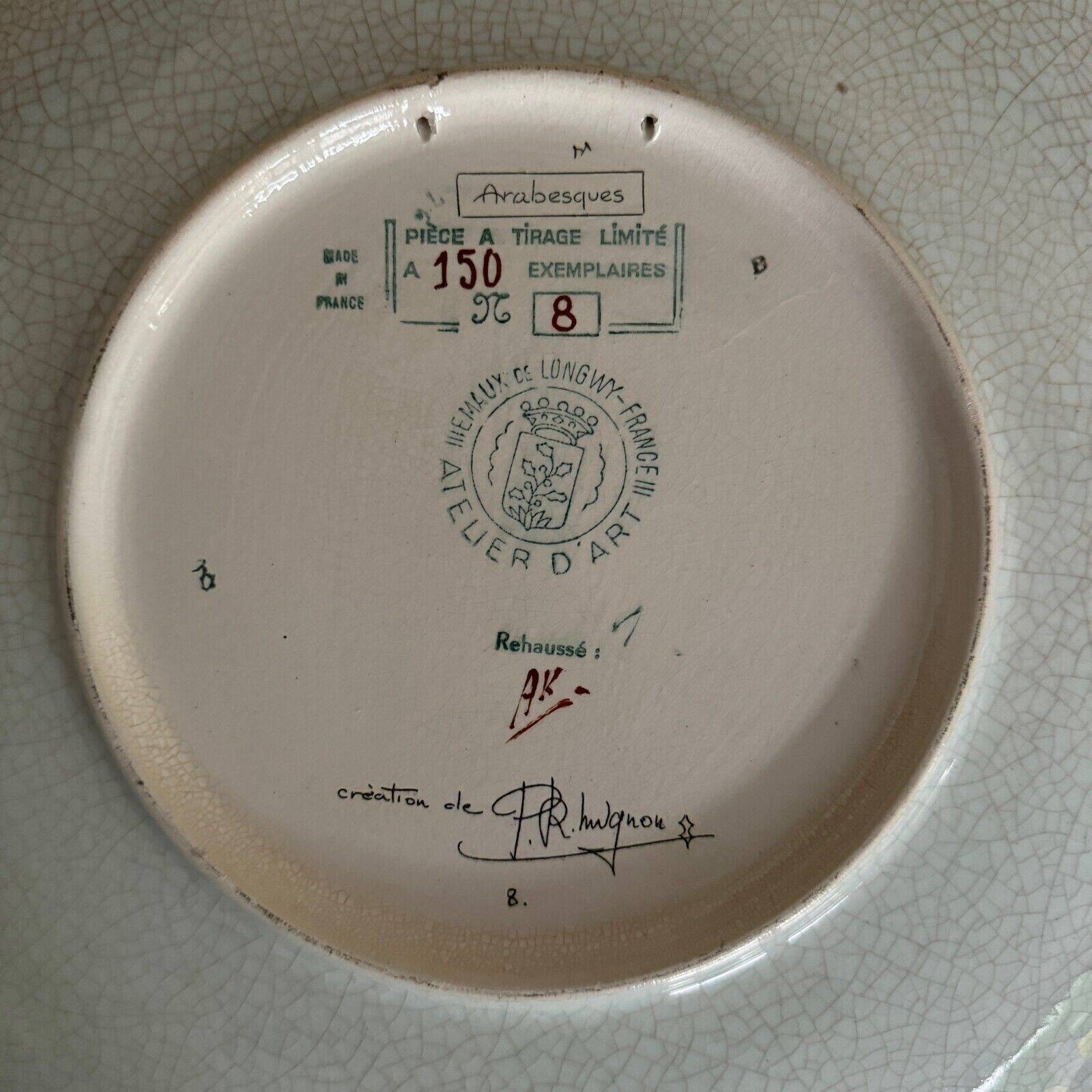 Plat en émaux de Longwy Arabesques création de P. Mignon | Selency