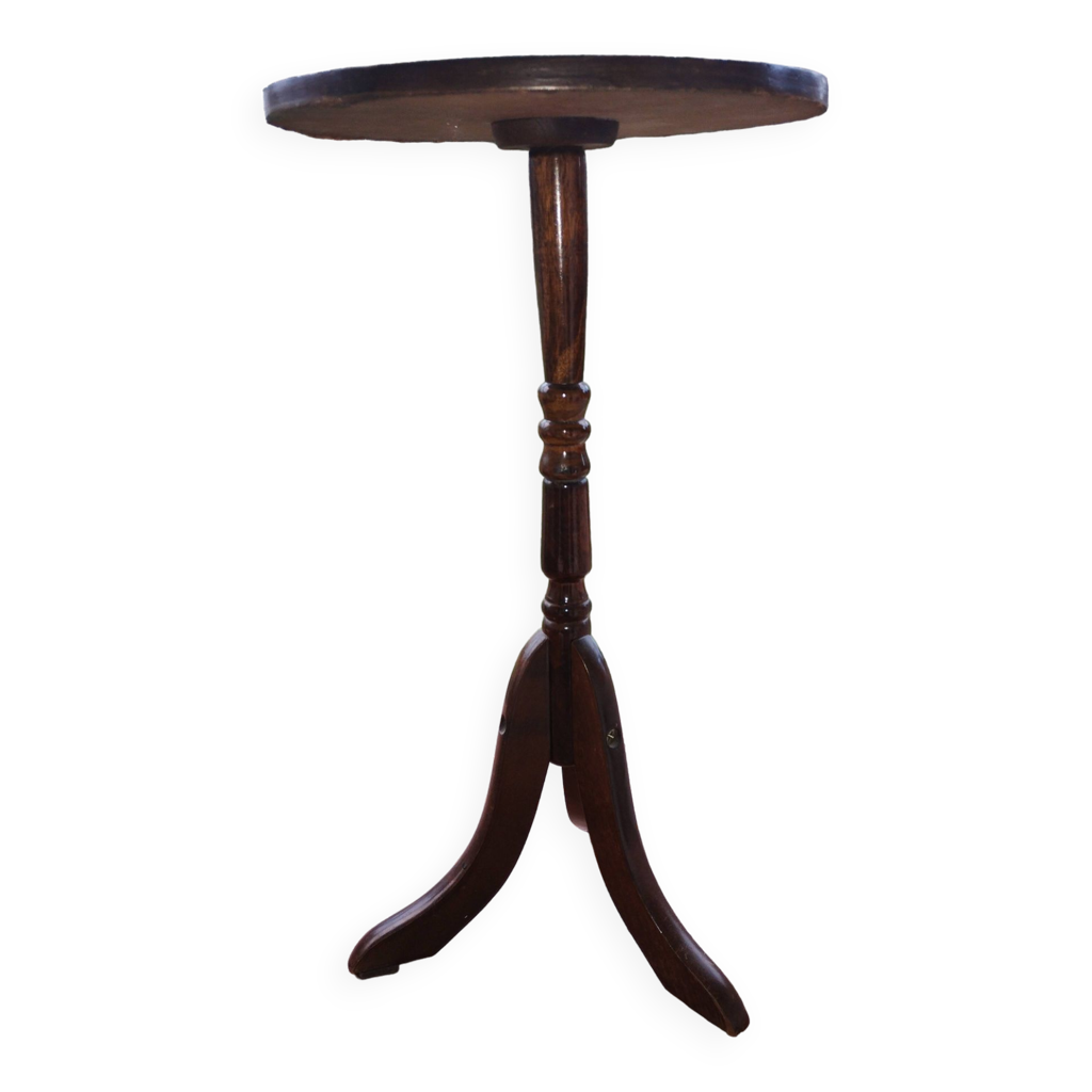 Guéridon bois et cuir vert | Selency