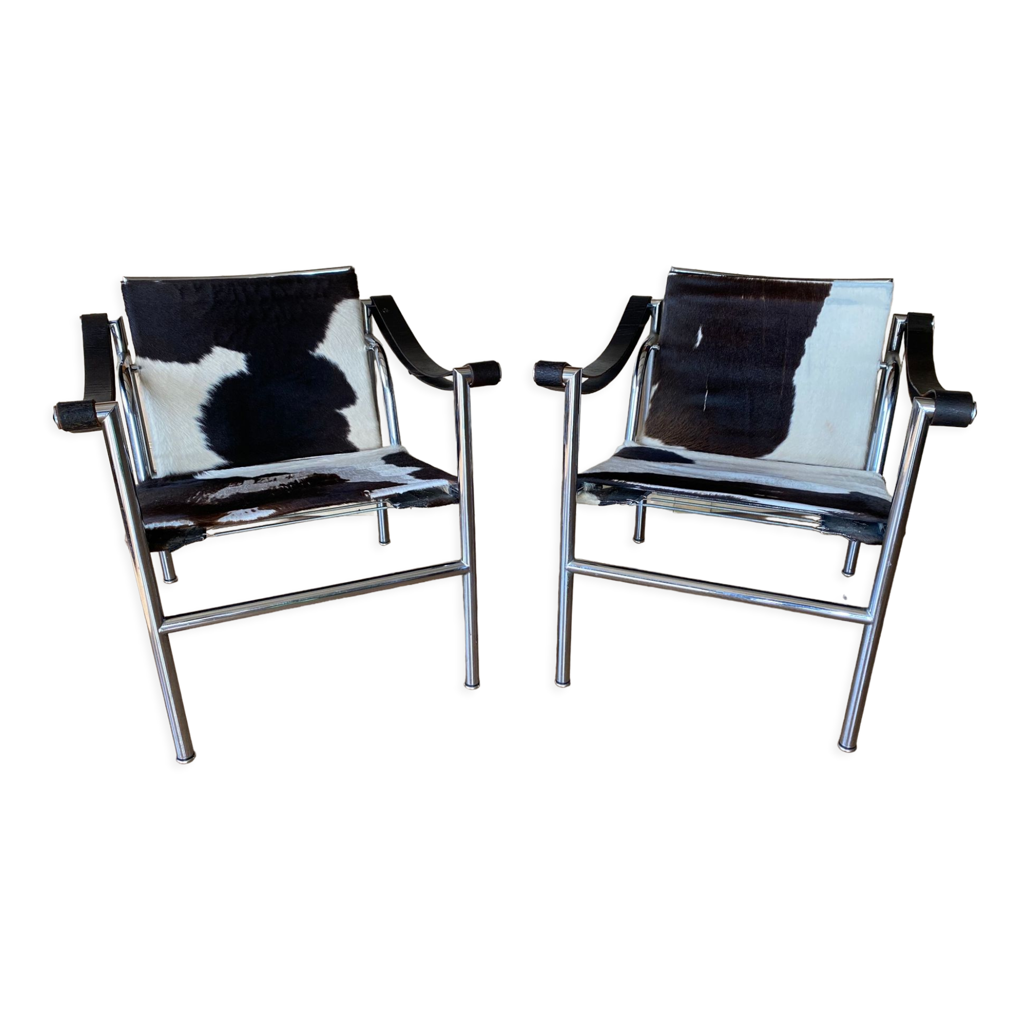 Fauteuil Lc1 le Corbusier première version signée 1960 Cassina en poney ...