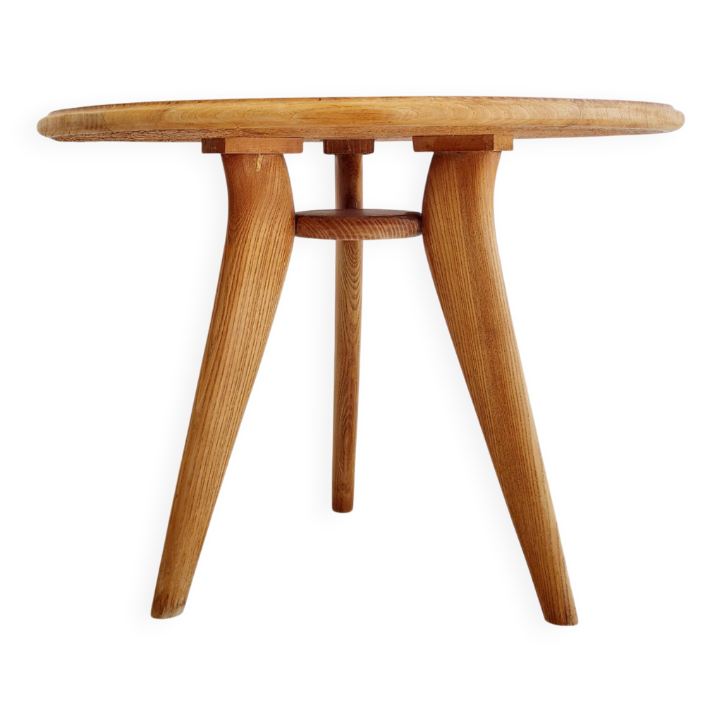 Table basse tripode plateau rond rose | Selency