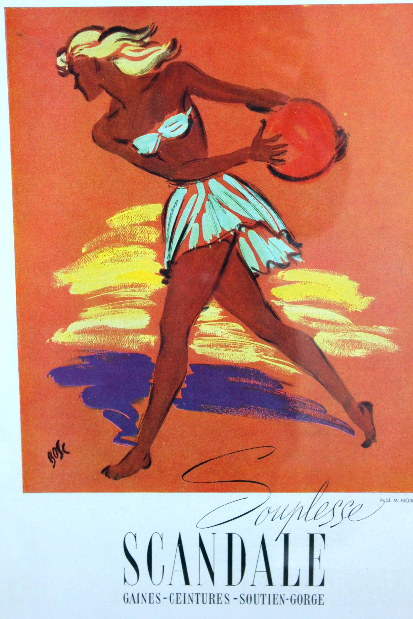 Fashion lingerie poster 1940 old advertising | Selency