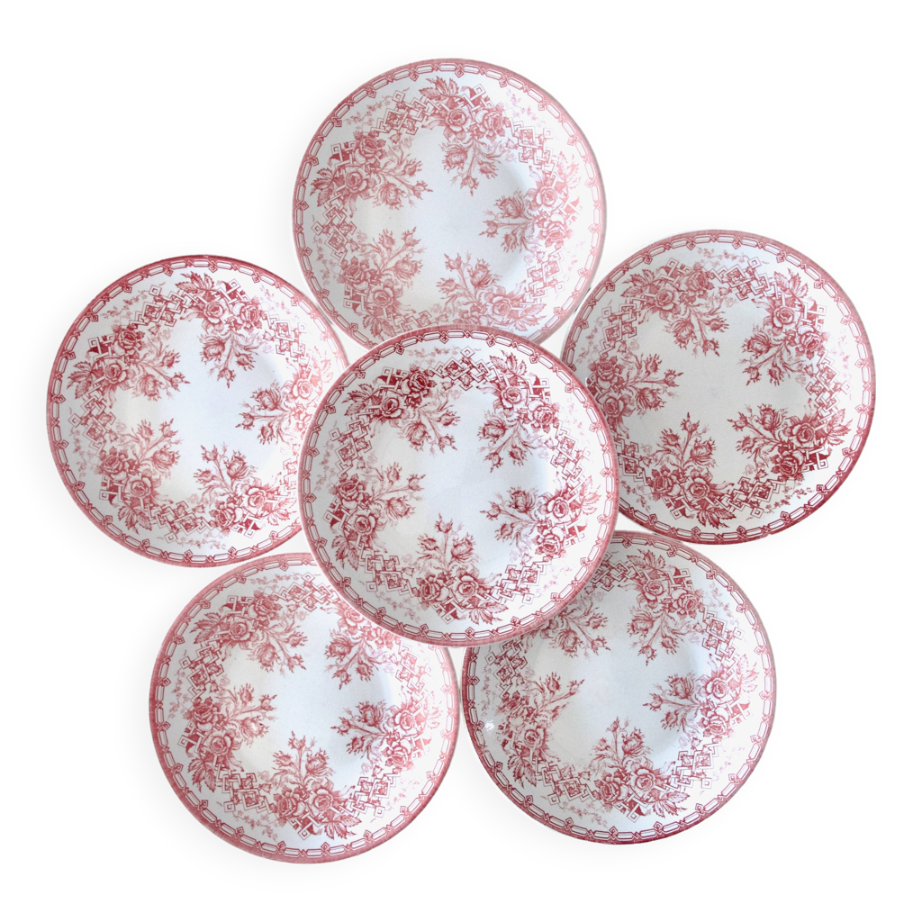 Grandes assiettes Sarreguemines terre de fer rose | Selency