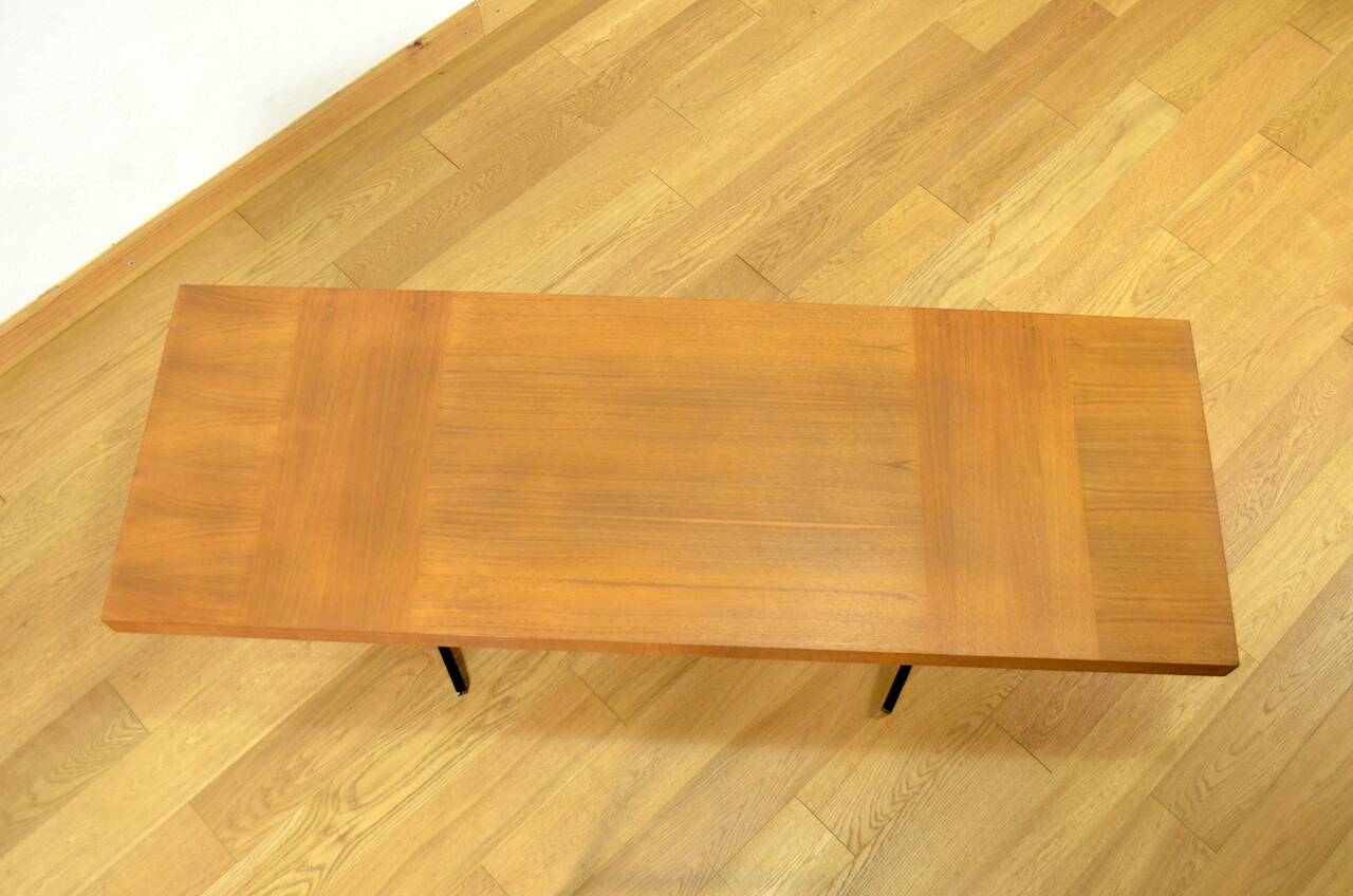 Large Vintage 1960s Walnut Coffee Table with Metal Legs | Selency
