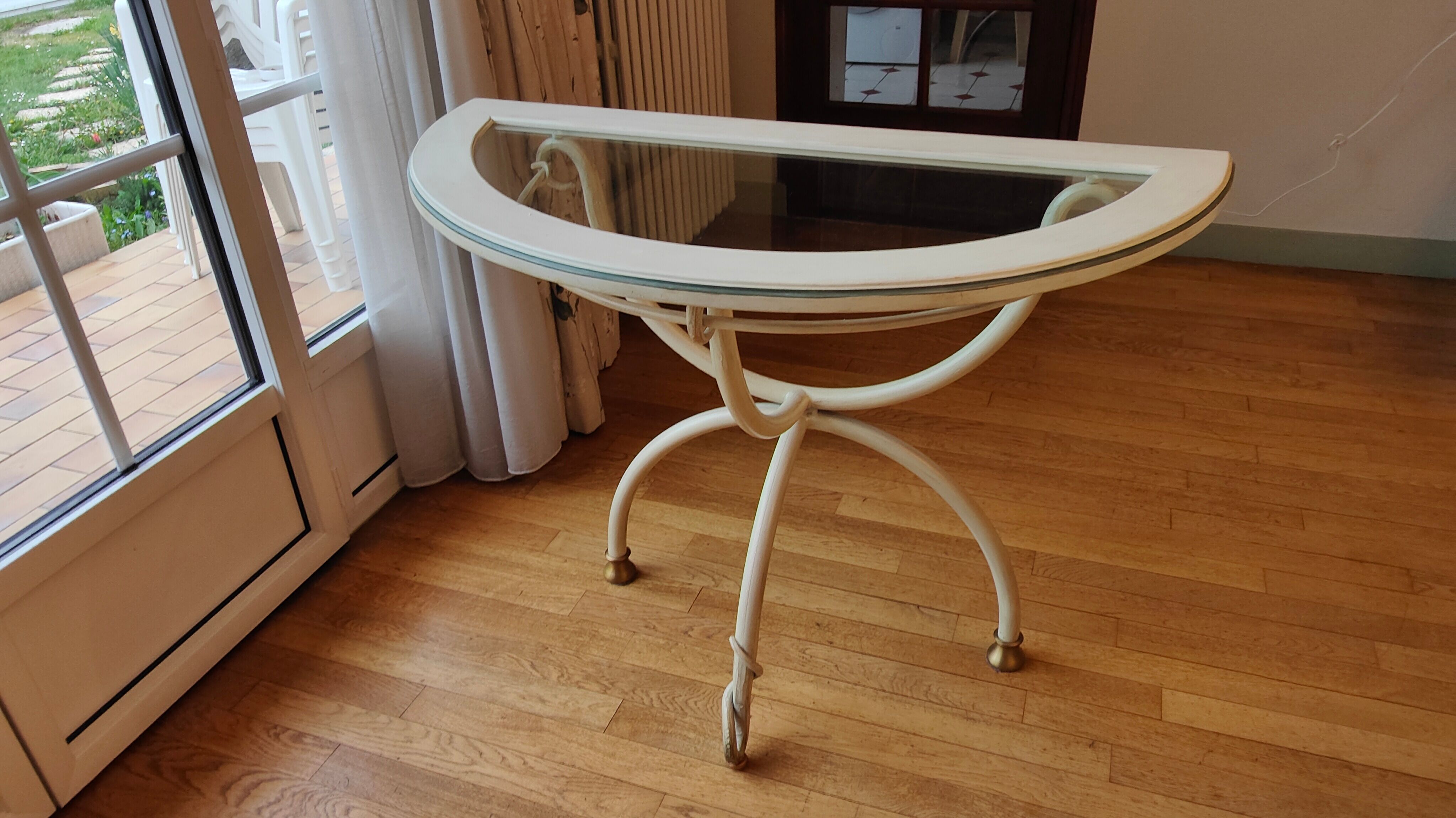 Console demi-lune en fer forgé blanc Roche Bobois style Romantique ...