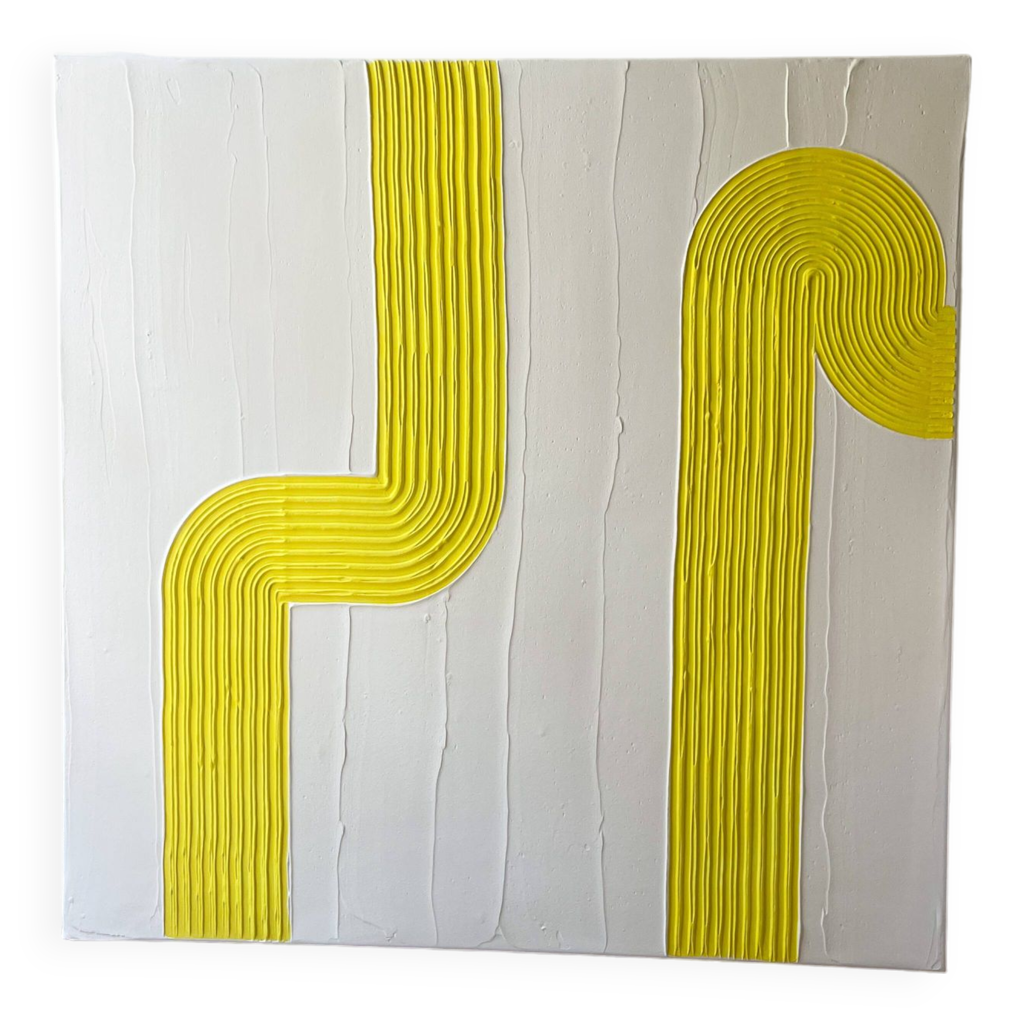 Tableau texturé courbes | Selency