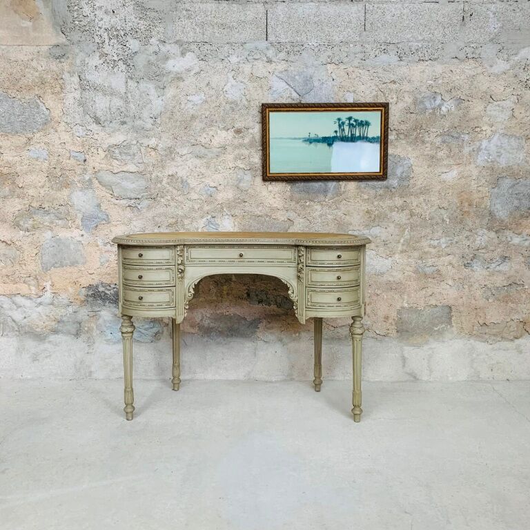 Table coiffeuse rognon Rococo Louis XVI 7 tiroirs fin 19ème | Selency