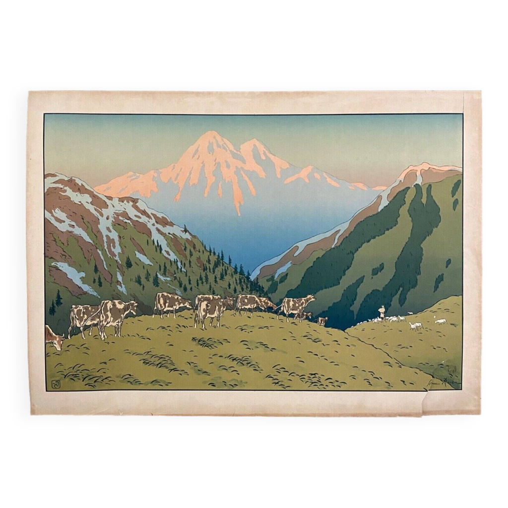 Lithographie signée Henri Rivière et un monogramme au timbre rouge dans ...