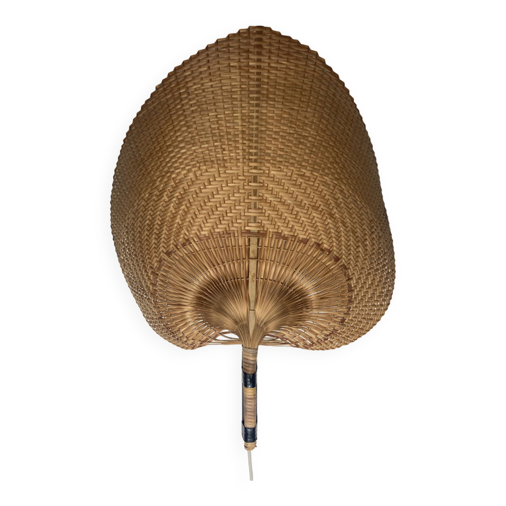 Applique Uchiwa éventail en rotin par Gilbert, New York City, USA 1960 ...