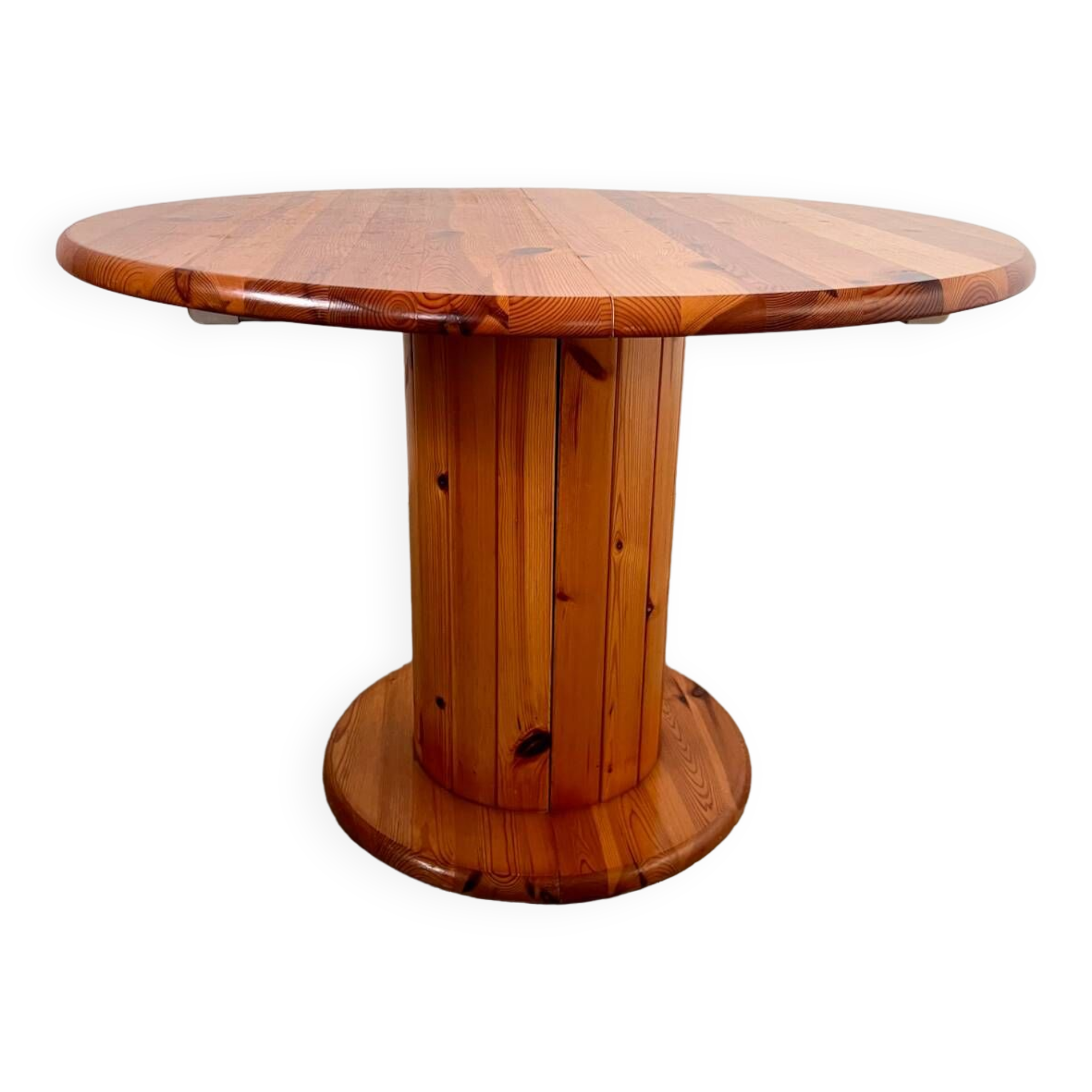 Ancienne table ronde en pin design scandinave des années 70 avec ...