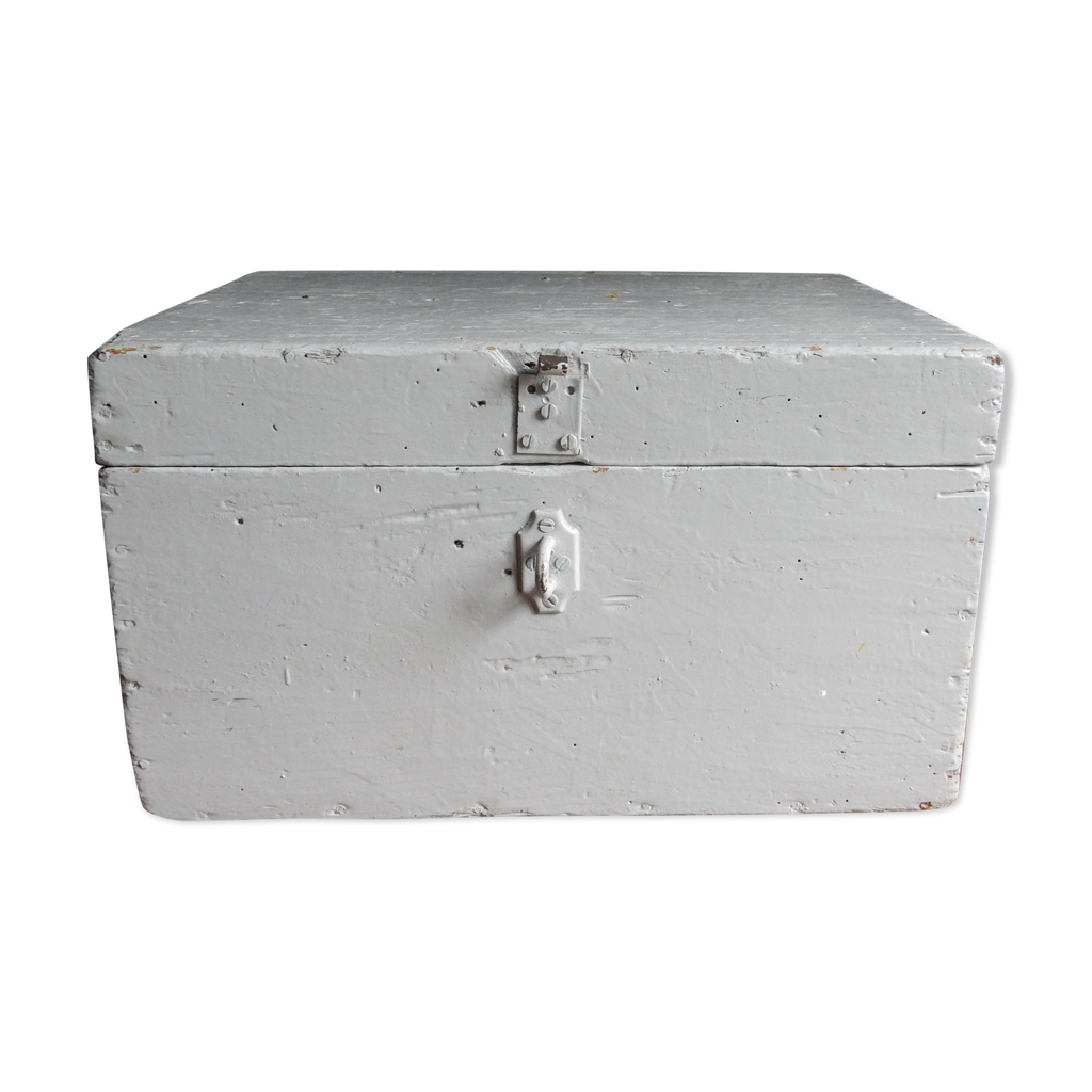 Coffre en bois peint en gris | Selency