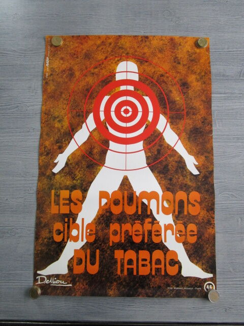 Affiche ratp ancienne delliou-contre le tabagisme-60x40 | Selency