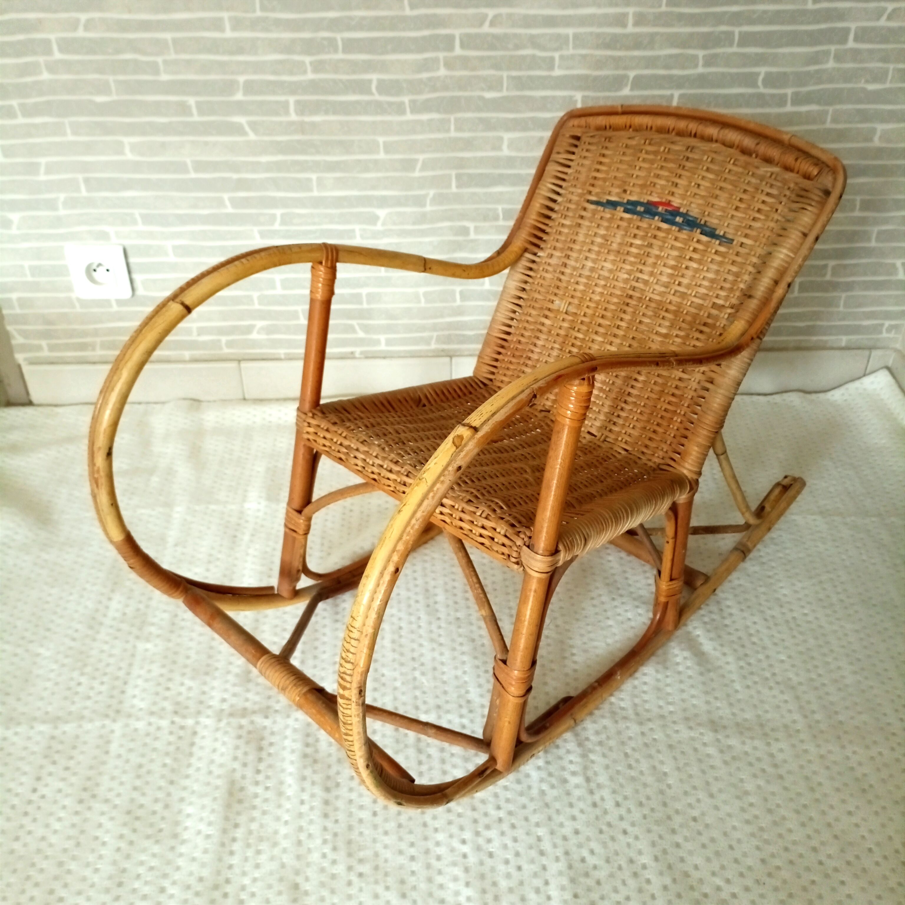 Rocking chair rotin vintage enfant | Selency