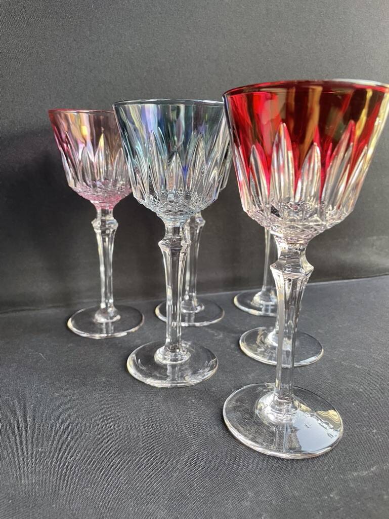 6 Verres à vin cristallin de couleur – Verrerie de Fains les Sources ...