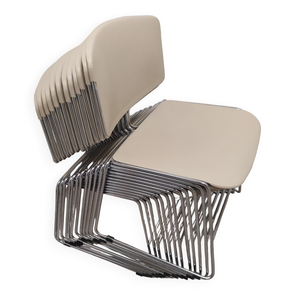 Lot 12 chaises Max Stacker - Crème - Steelcase | Selency