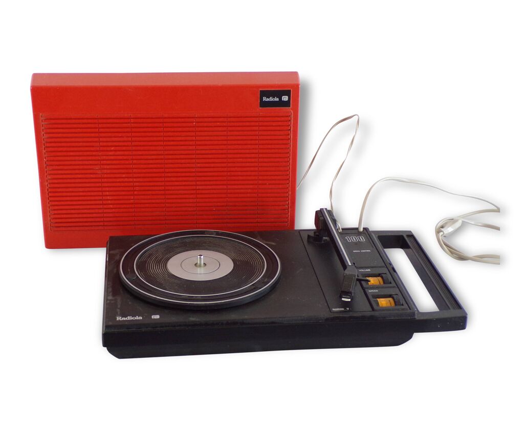 Electrophone tourne disque vintage seventies orange | Selency