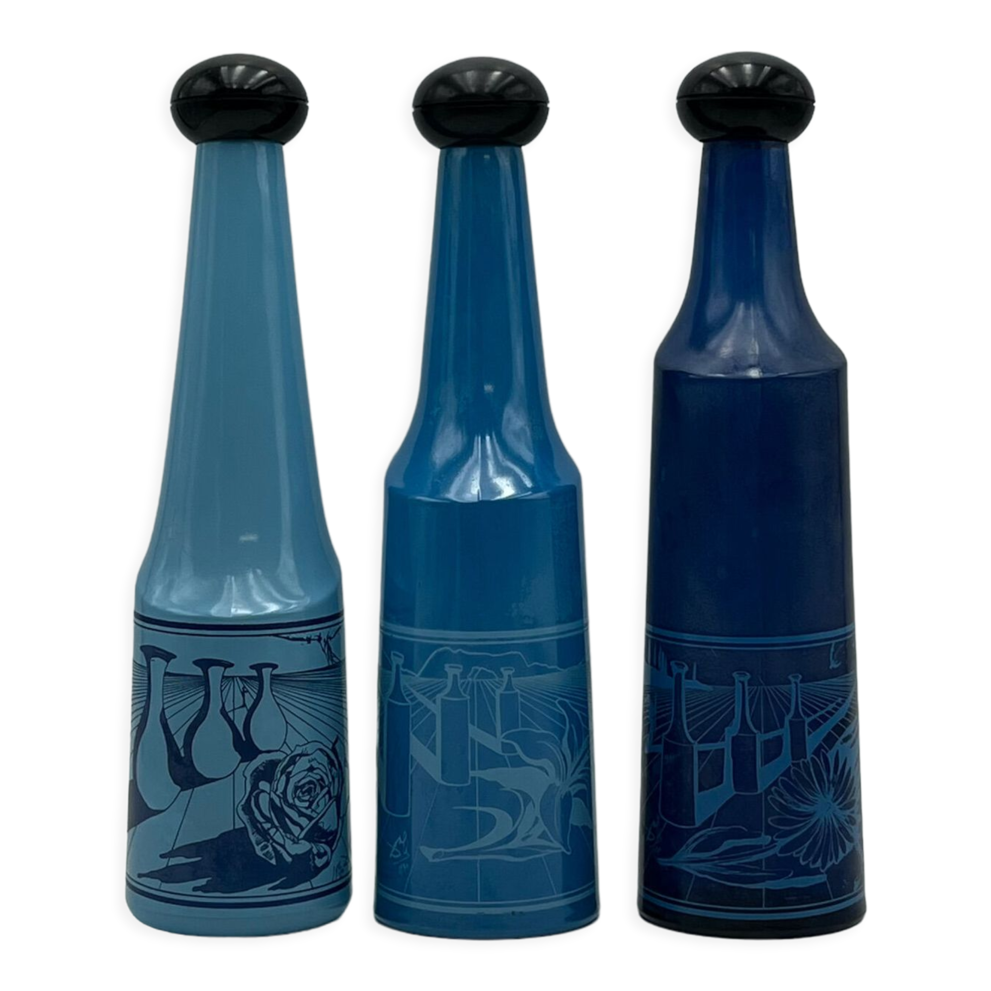 Bouteilles Salvador Dali vintage en verre de collection des années 70 - Vintage Rosso Antico ...
