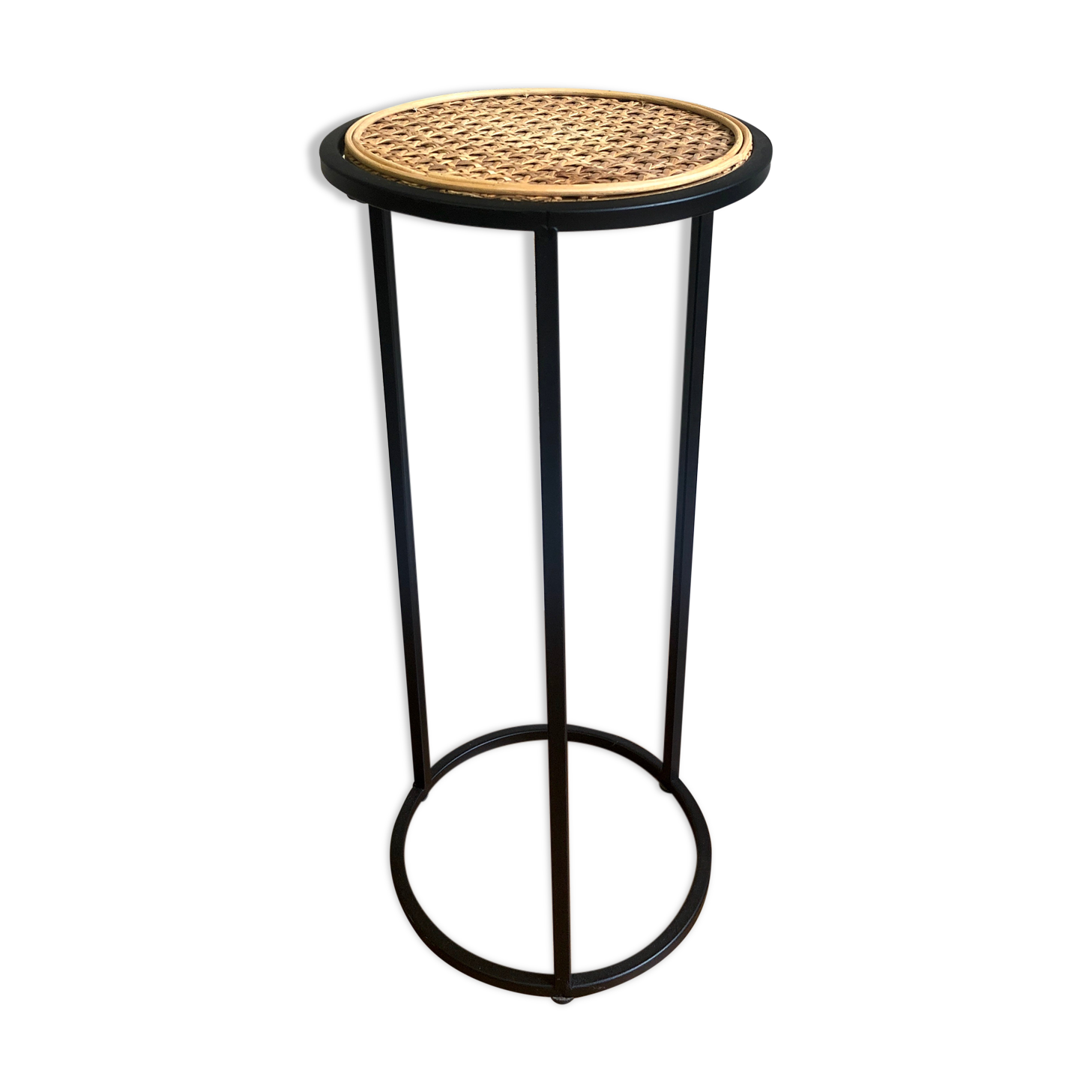 Sellette en métal et rotin canné | Selency