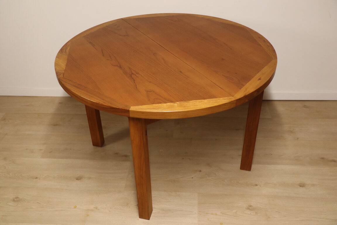 Table de repas vintage extensible en orme massif, 1980 | Selency