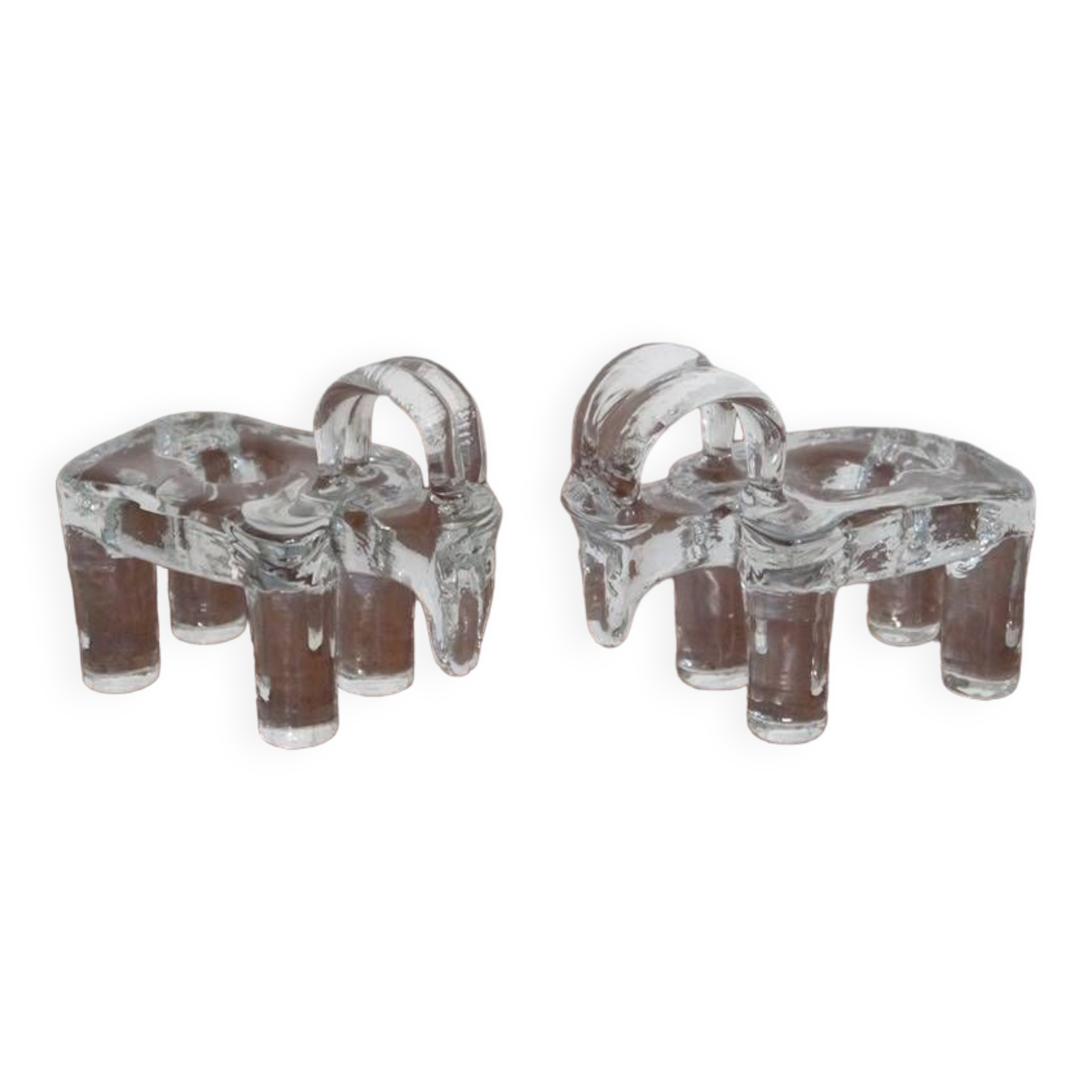 Bougeoirs scandinave en verre de Bertil Valien 1960 | Selency