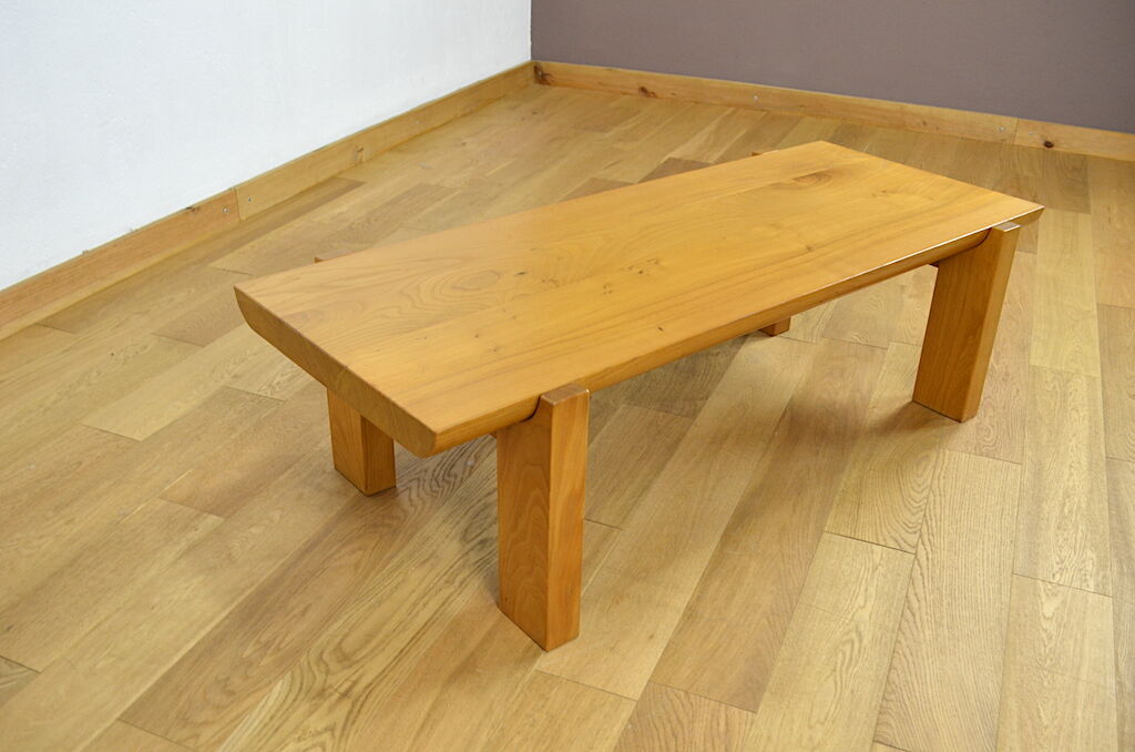 Table basse vintage en orme de Luigi Gorgoni édition roche bobois 1980 | Selency