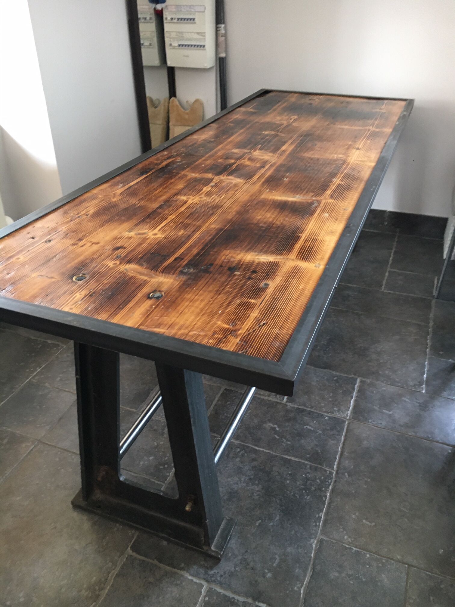 Table industrielle en métal et bois | Selency