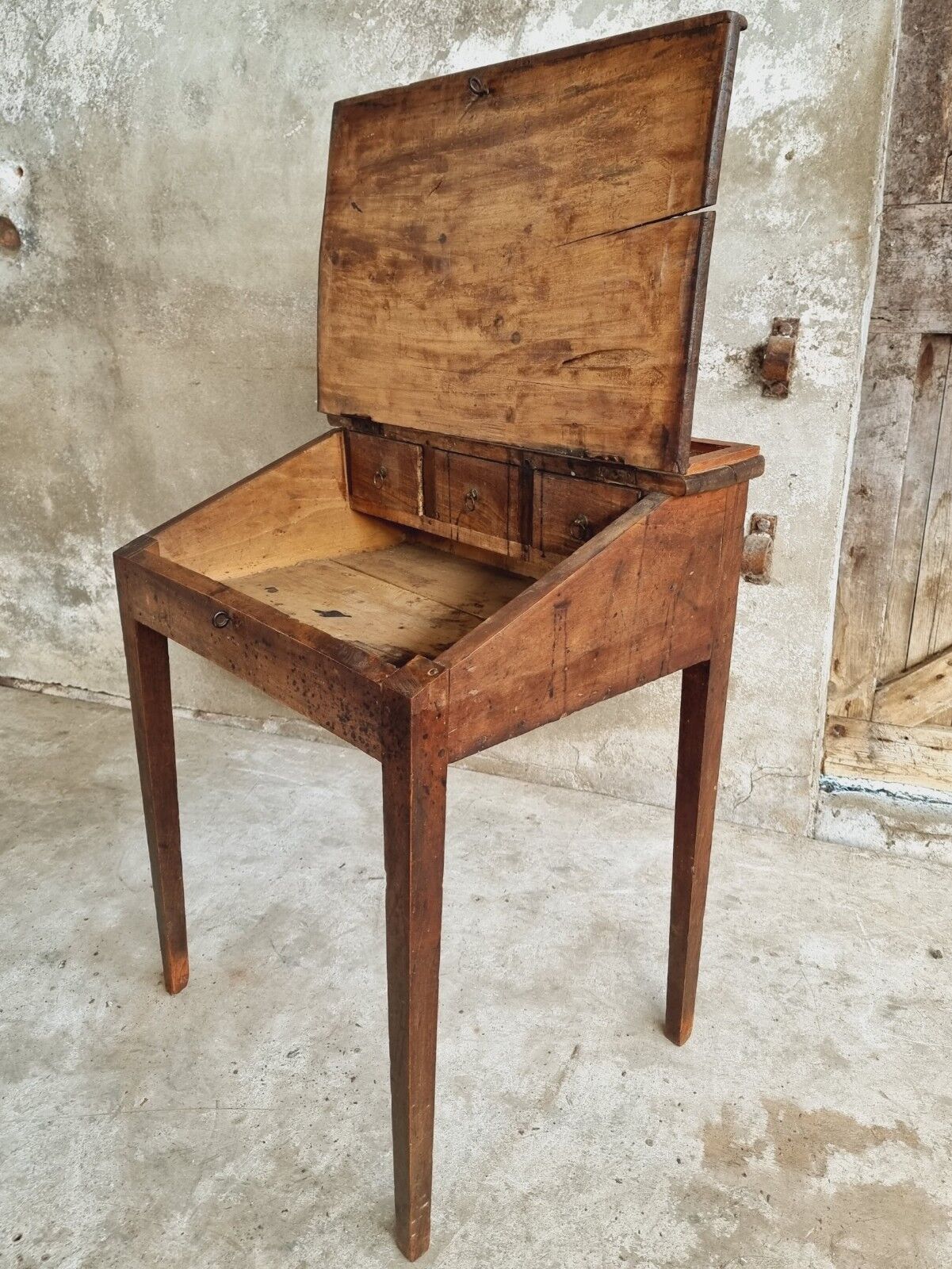 Antique pupitre d’école bureau table d’appoint bois de chêne | Selency