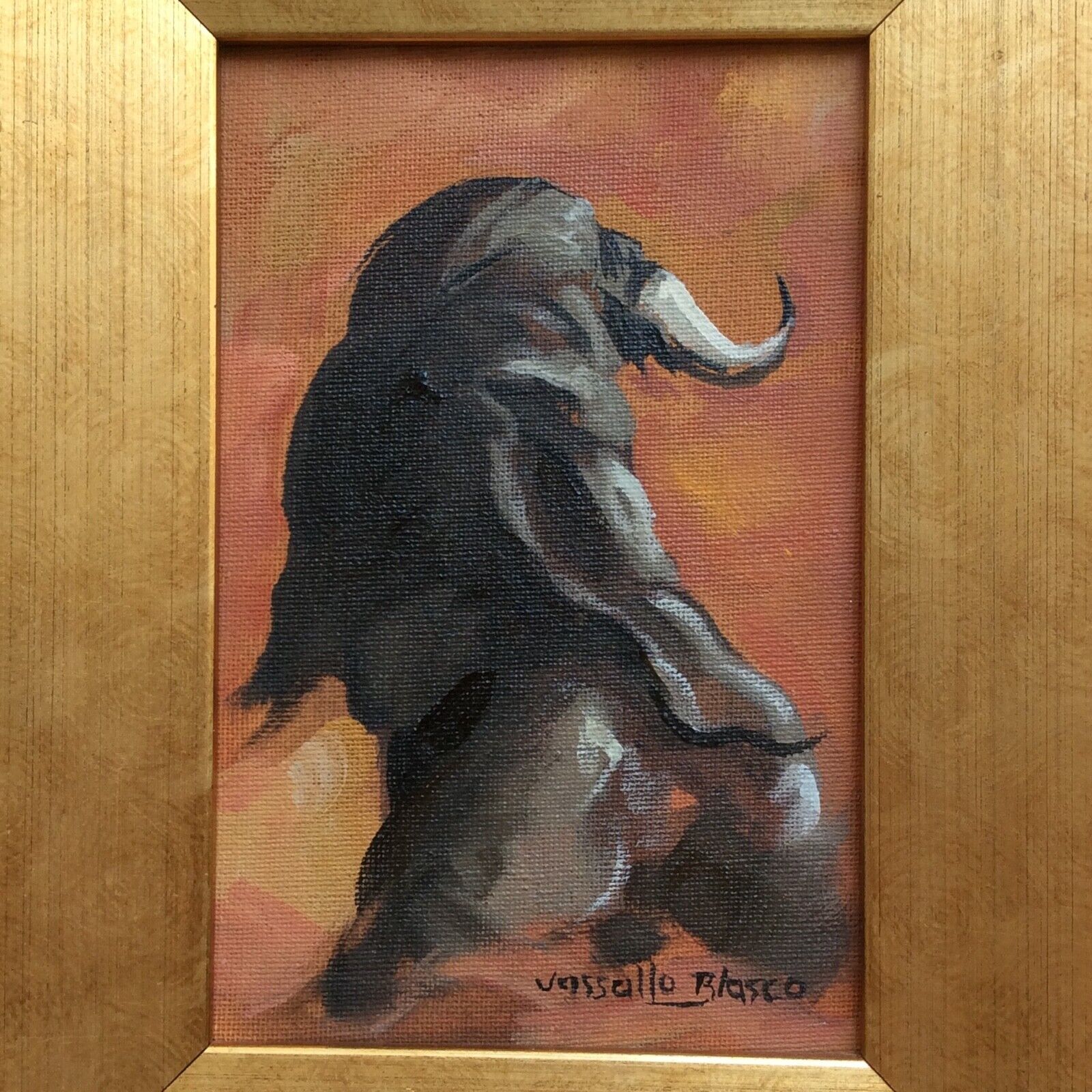 Tableau huile sur toile vassallo blasco taureau de dos tauromachie oil ...