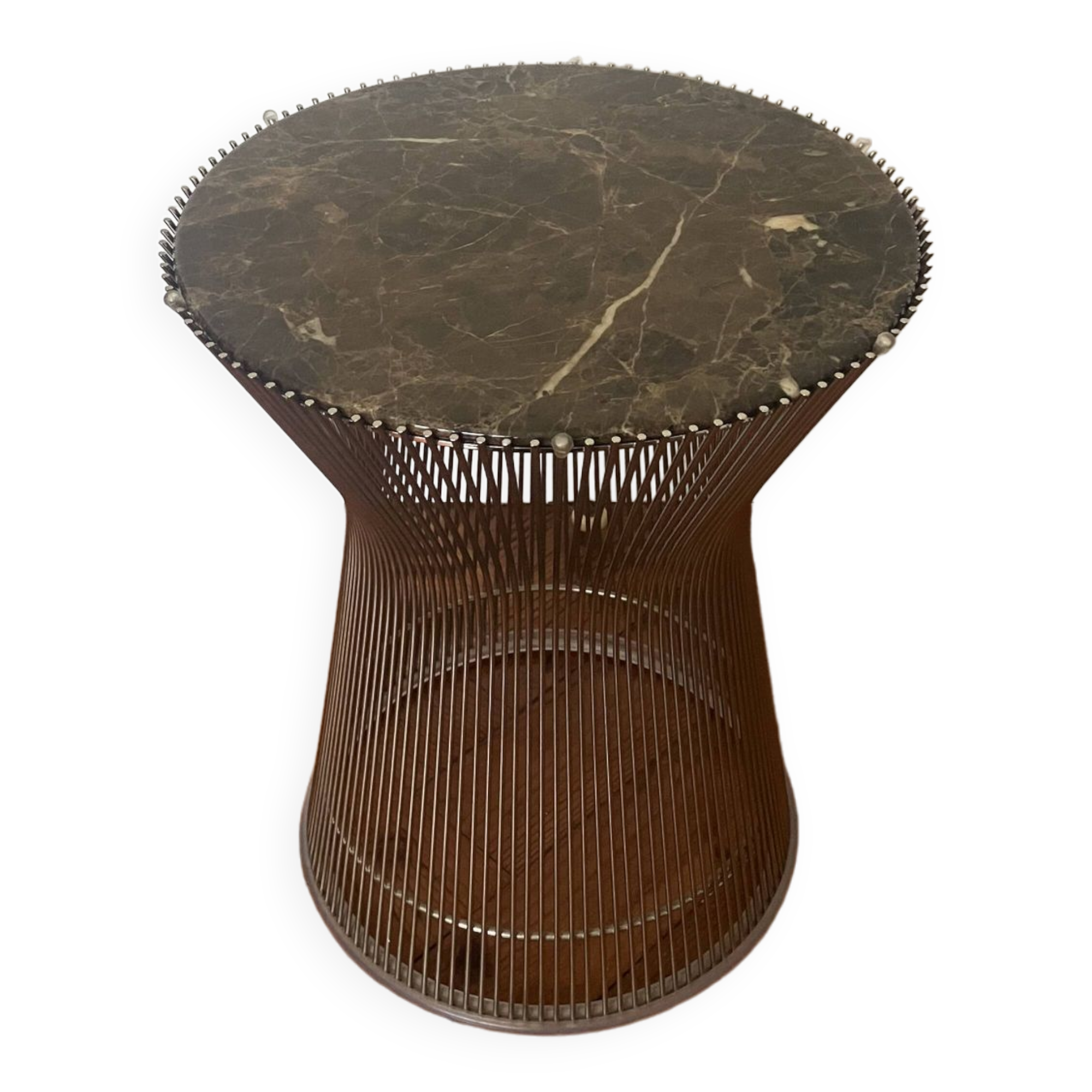 Rare Platner pedestal table. Knoll. Emperador marble. | Selency