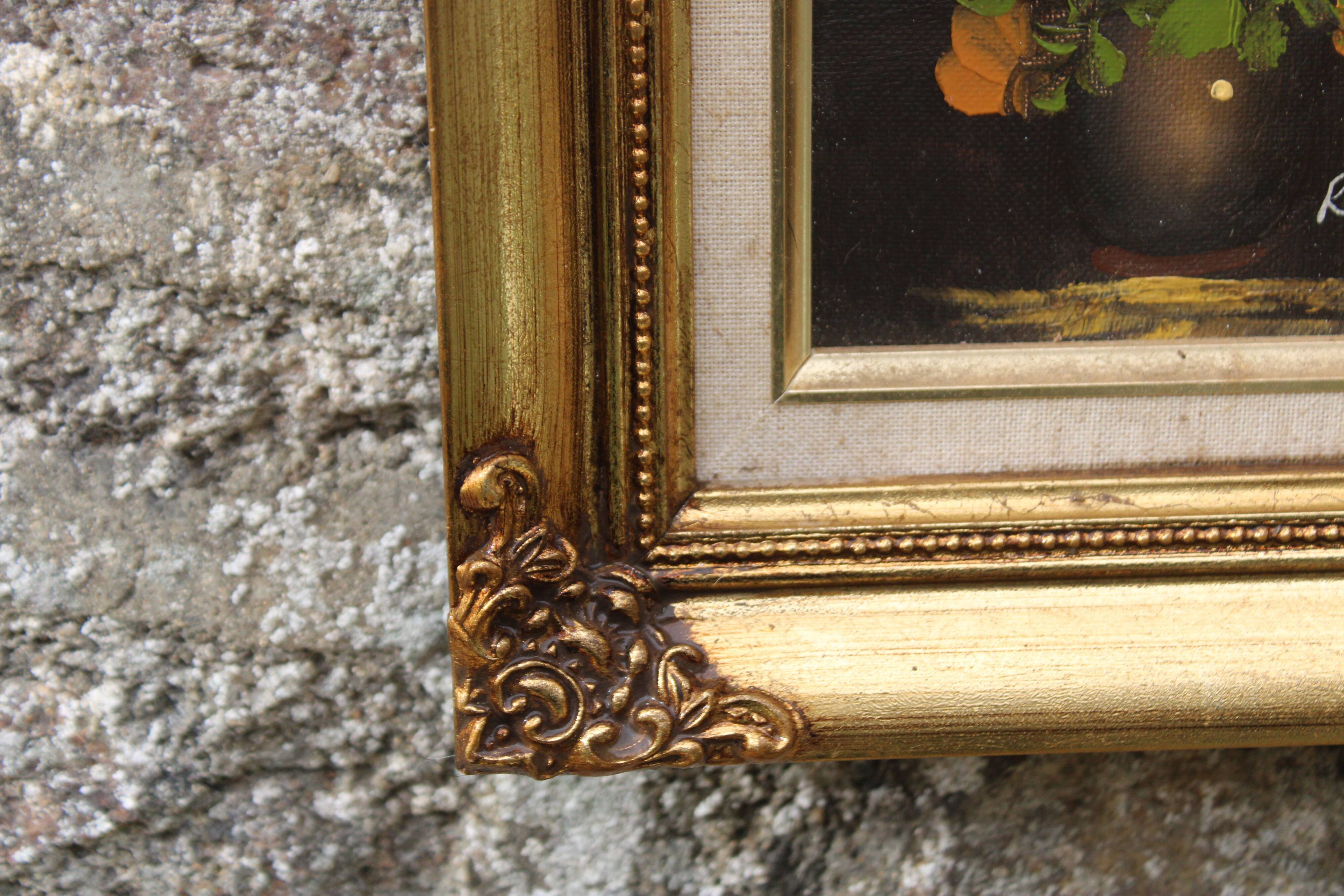 Tableau ancien bouquet de fleurs jaunes signé Ronard | Selency