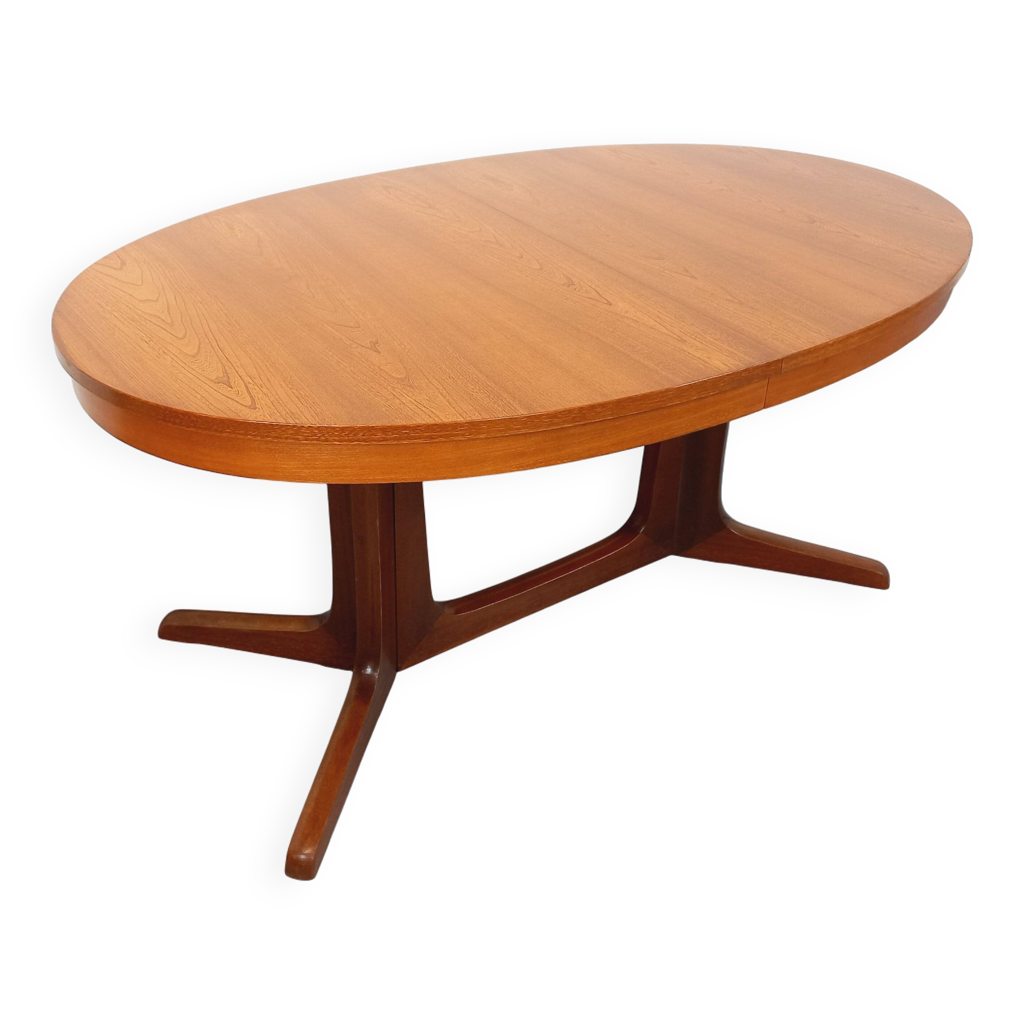 Table à manger ovale extensible en orme par Baumann, années 60-70 | Selency