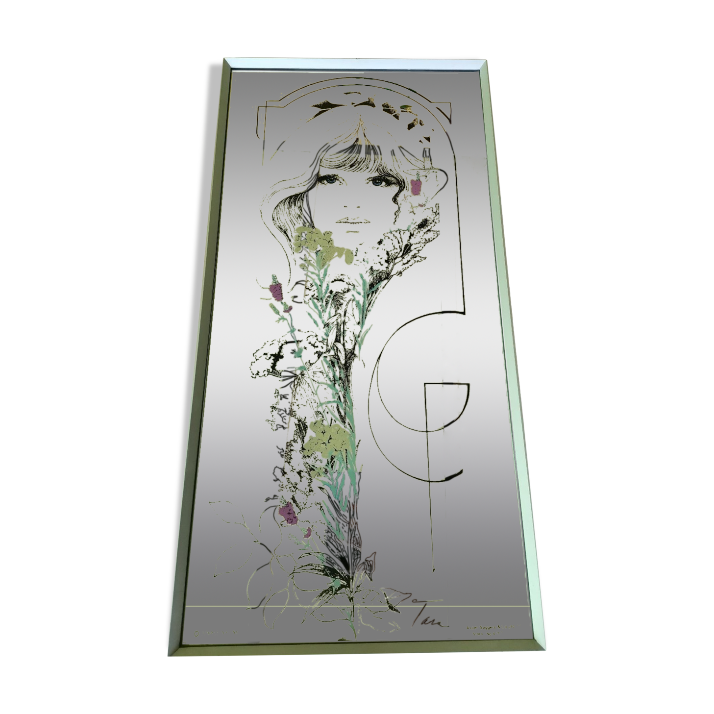 Miroir sérigraphié Stapco USA Tara Aspell Saggers 62x31cm | Selency