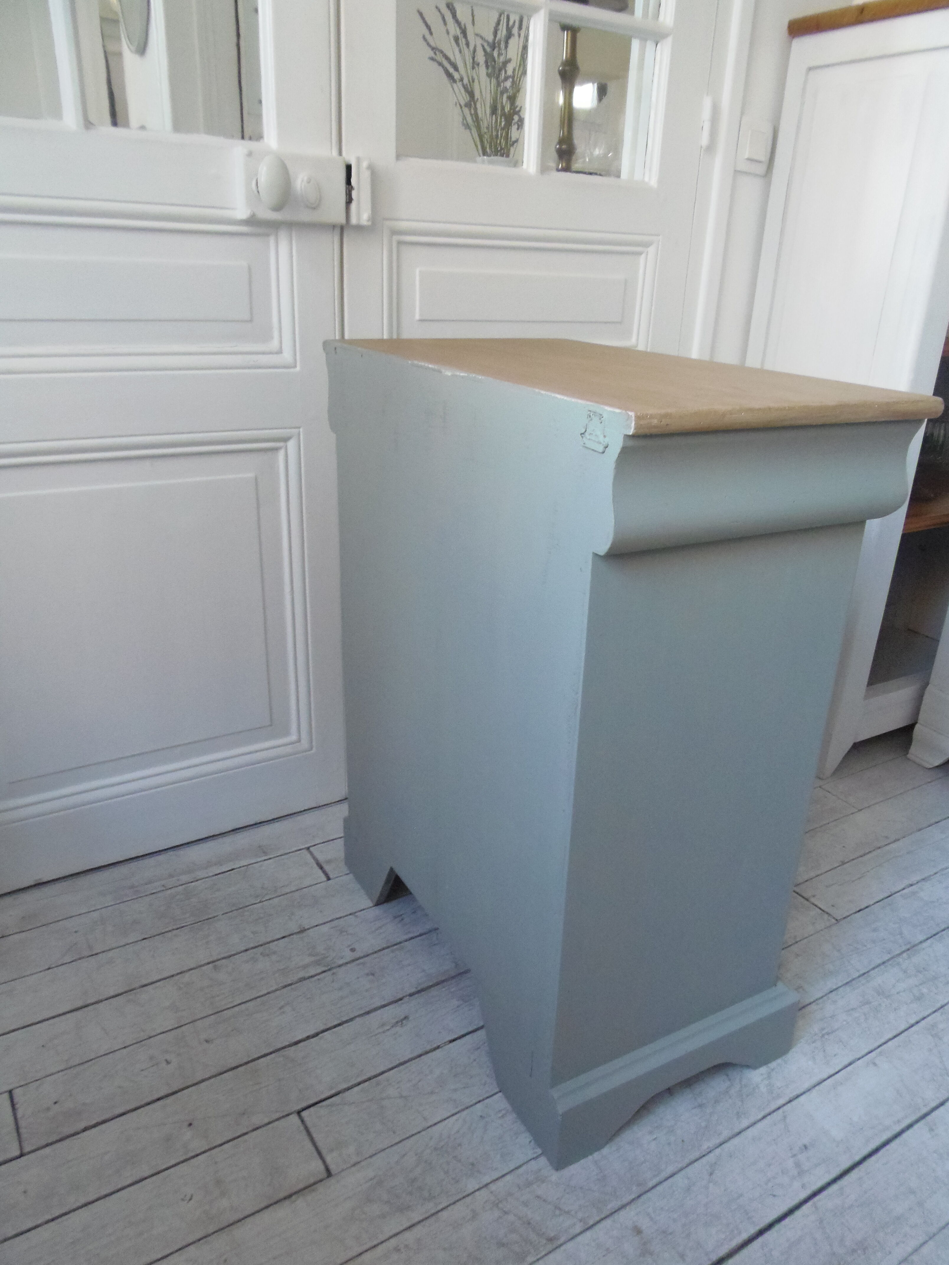 Confiturier style louis philippe vert de gris, plateau bois | Selency