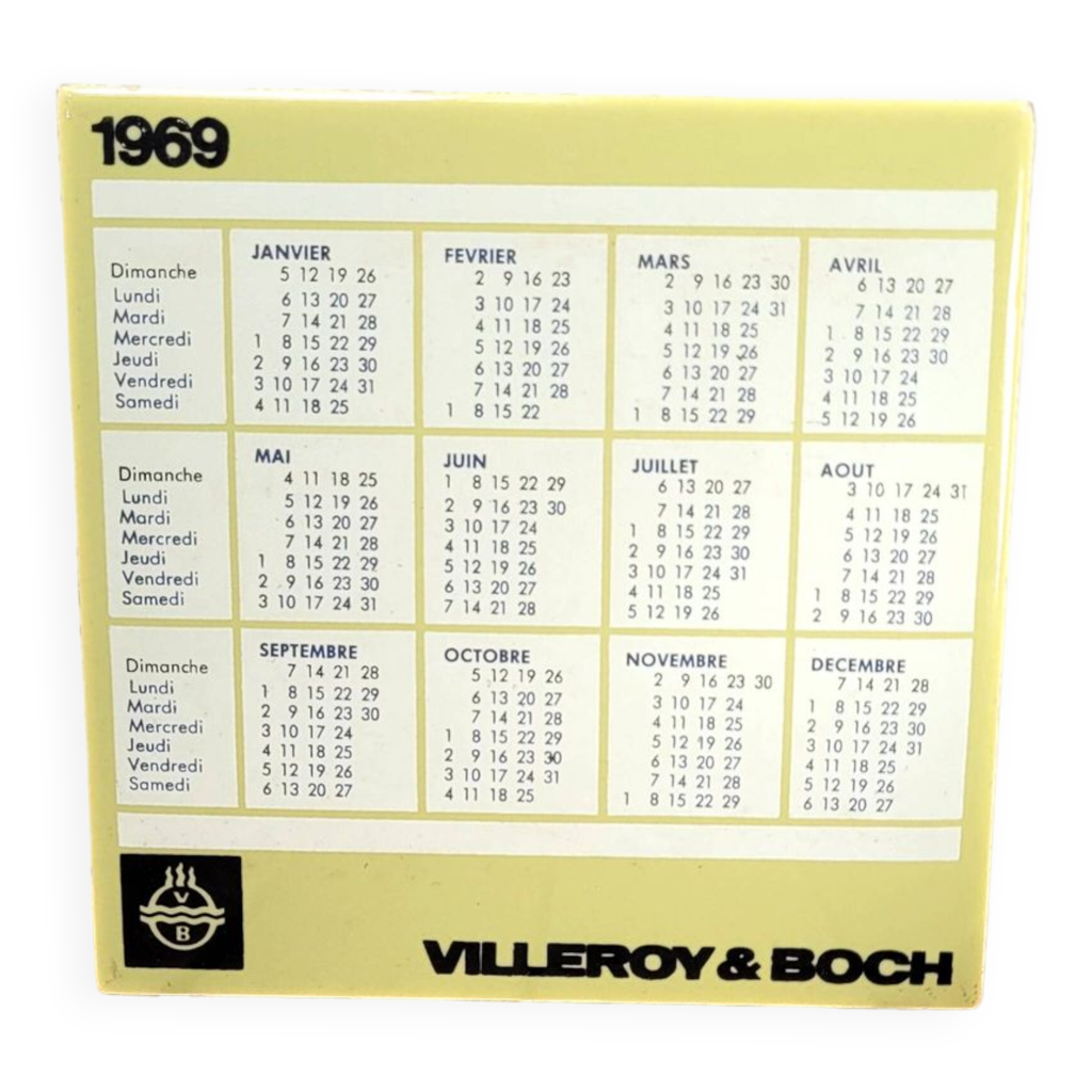 Calendrier 1969 sur carreau céramique Villeroy & Boch | Selency