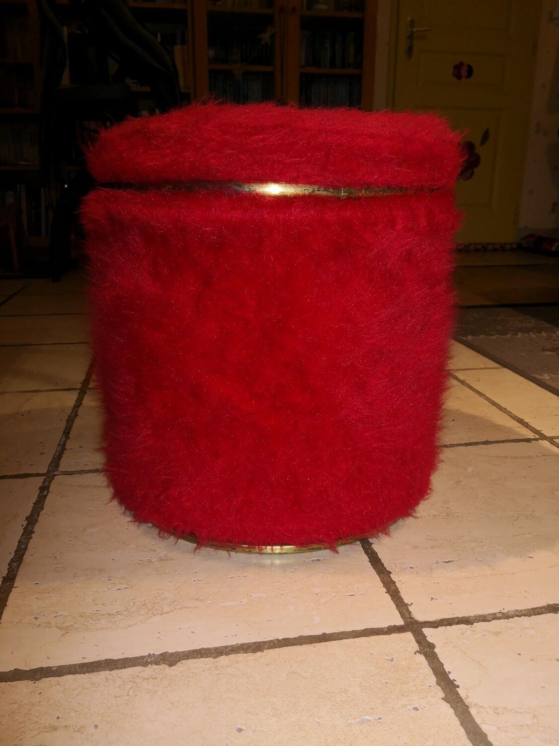 Pouf rouge vintage années 70 | Selency