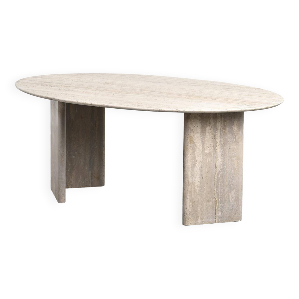 Table à manger en travertin, Italie circa 1970 | Selency