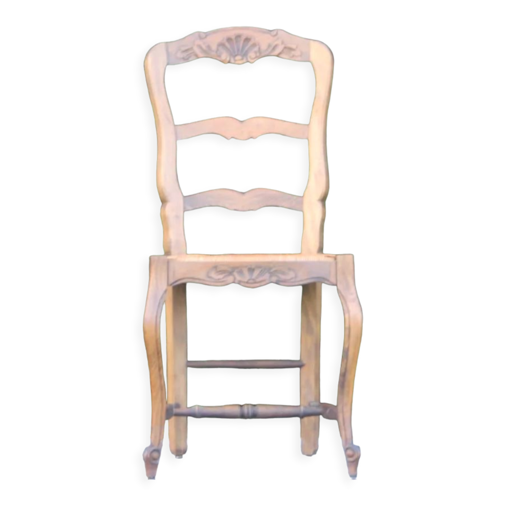 Chaise style Louis XV campagnarde avec coquille et assise en paille ...