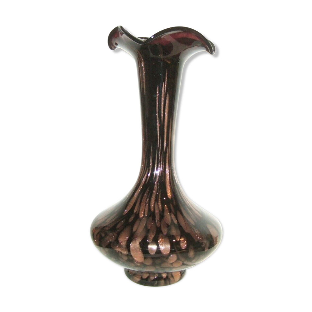Vase à inclusion en verre aventurine | Selency