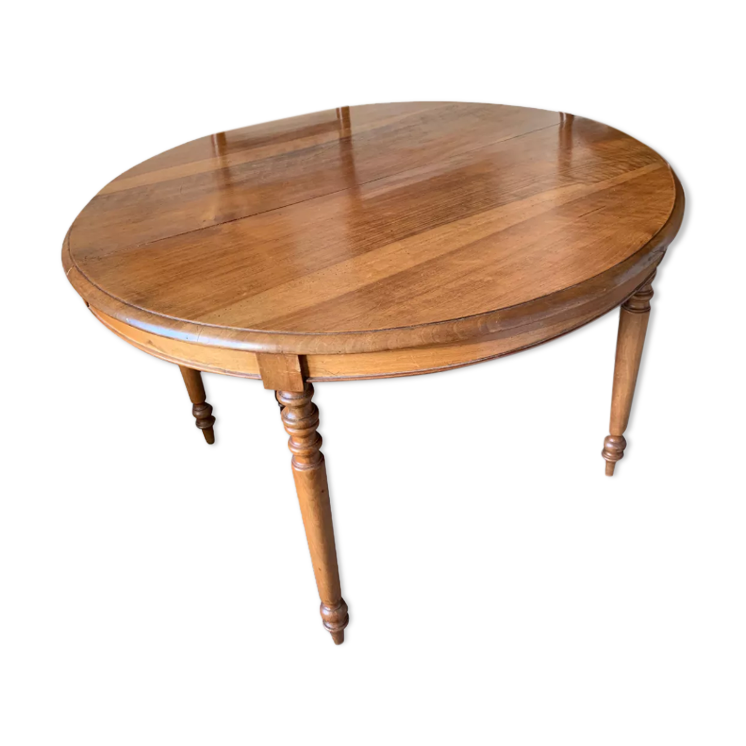 Table ronde en noyer massif avec allonge, Louis Philippe | Selency