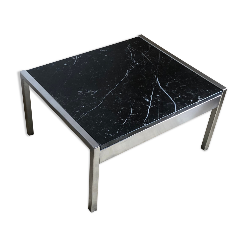 Table basse en marbre et inox design 1970 | Selency