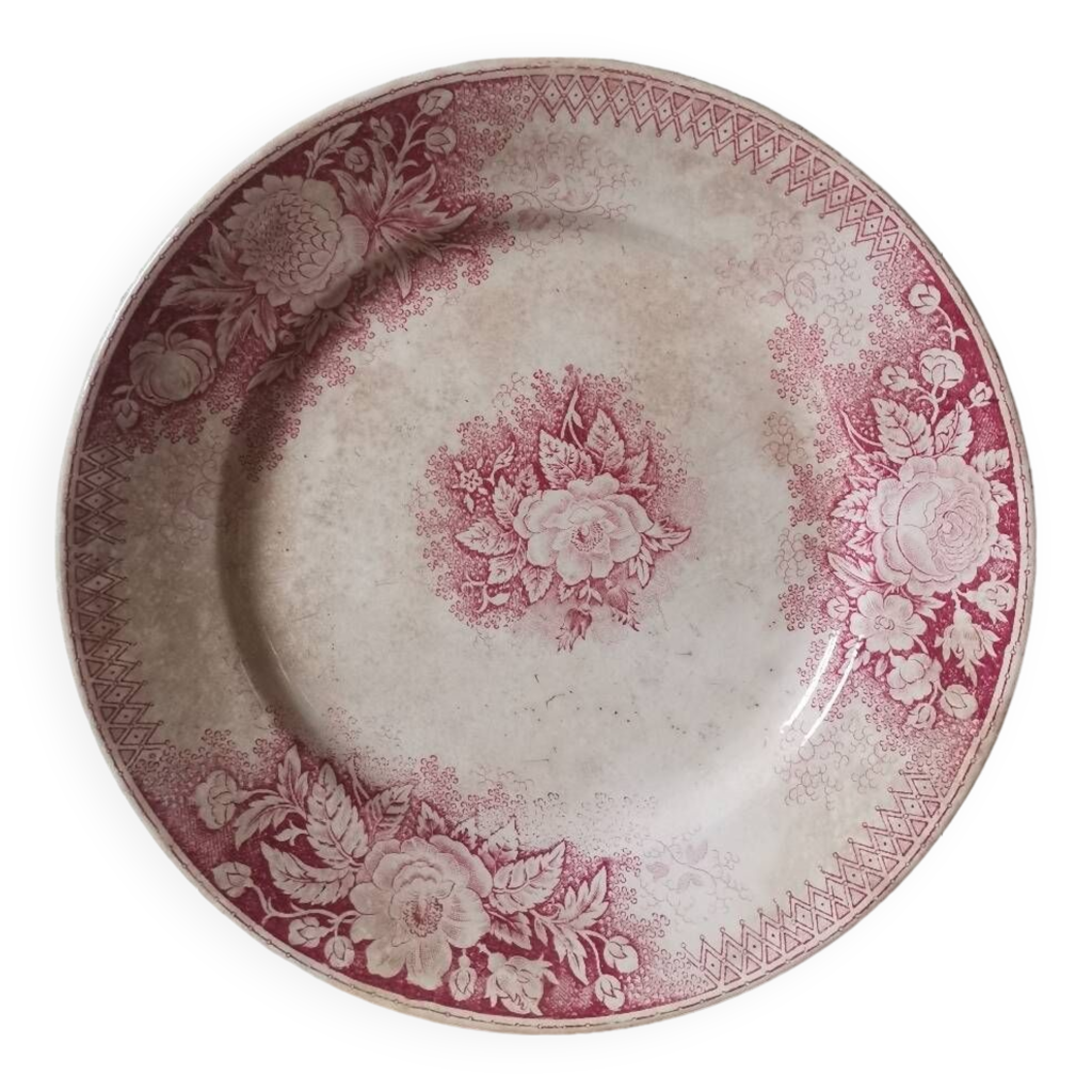 Grande assiette vintage jardinière u & d Sarreguemines France motif ...