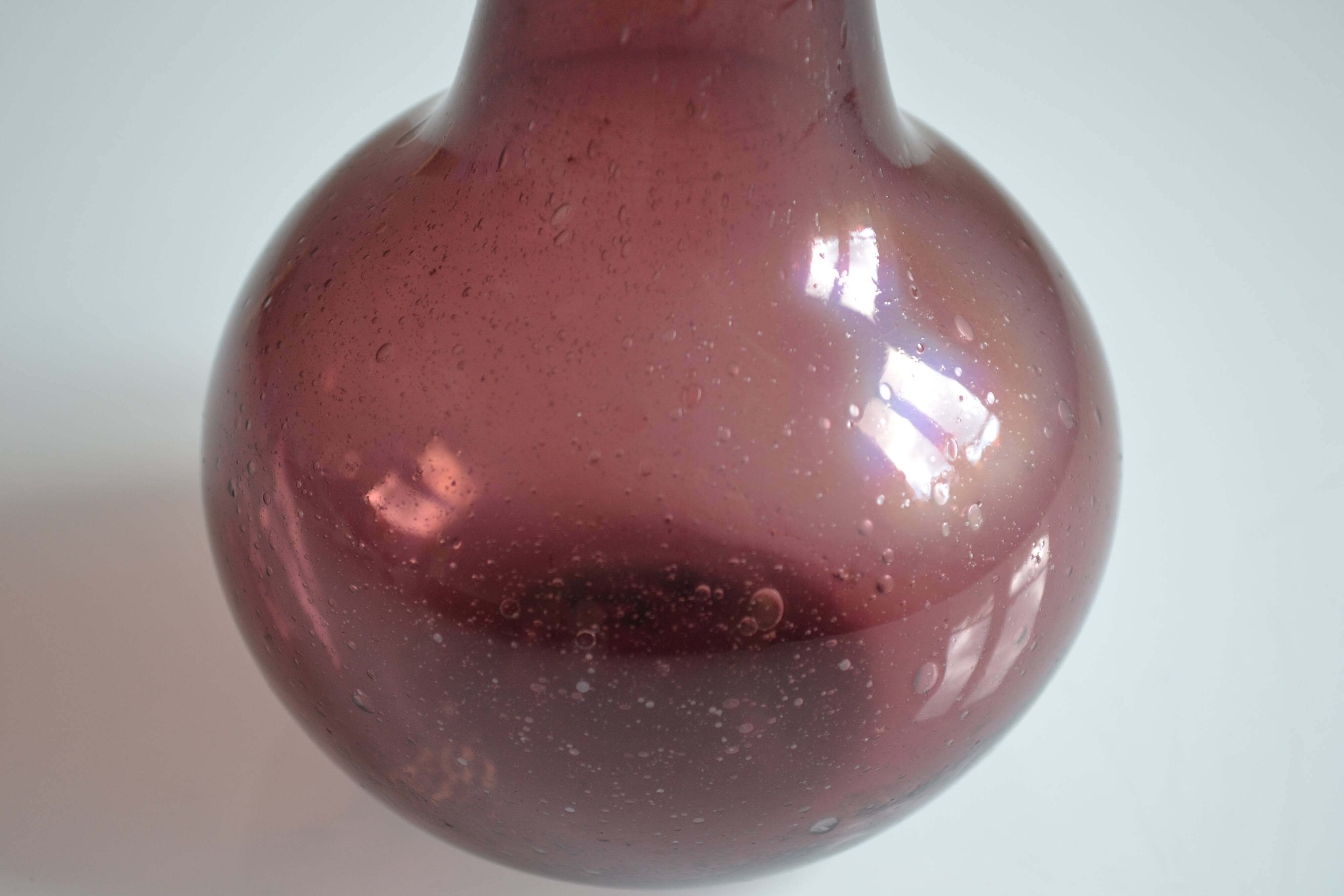 Vase en verre soufflé et bullé | Selency