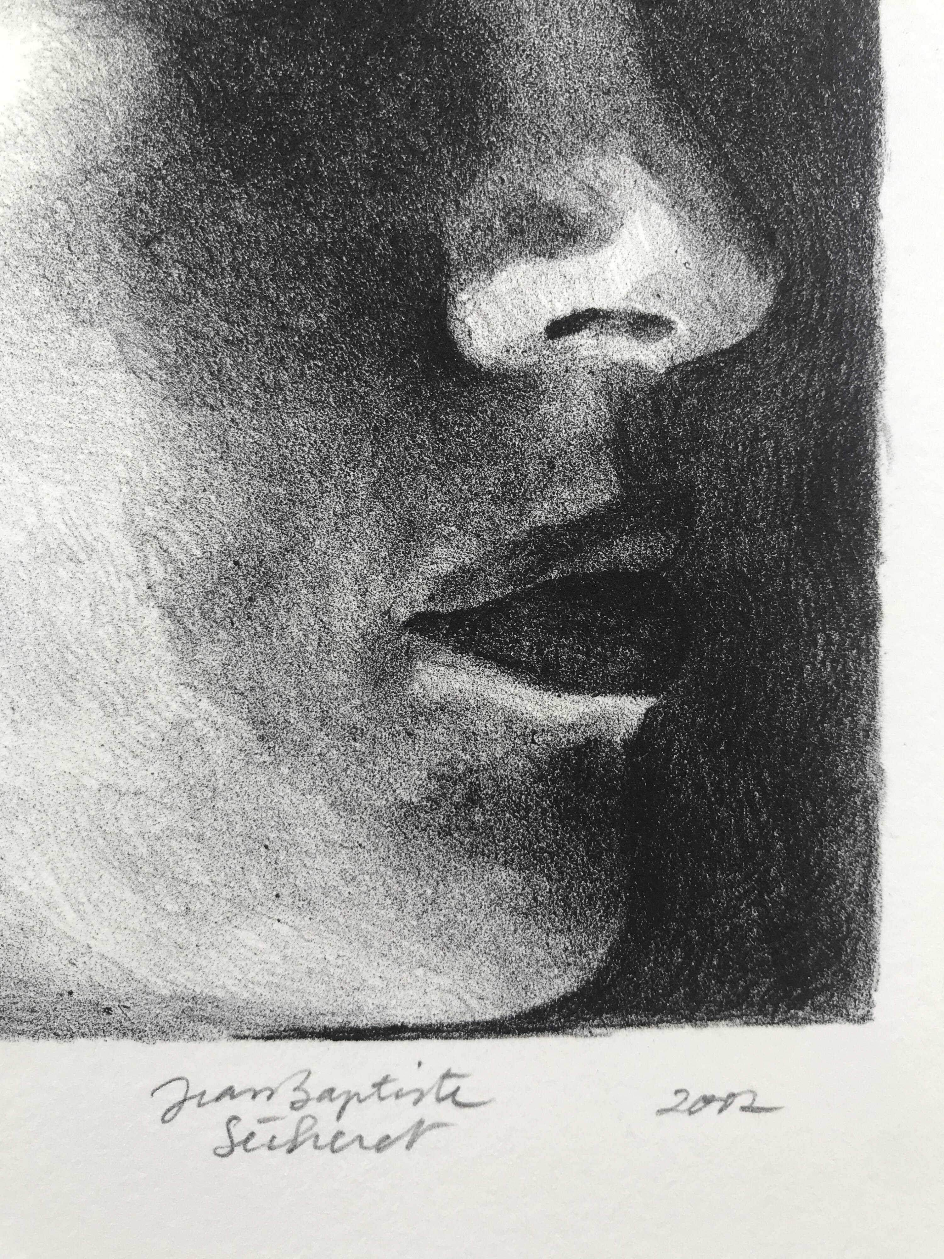 Jean-Baptiste Sécheret : lithographie originale signée au crayon Portrait de Mathilde, 2002 ...