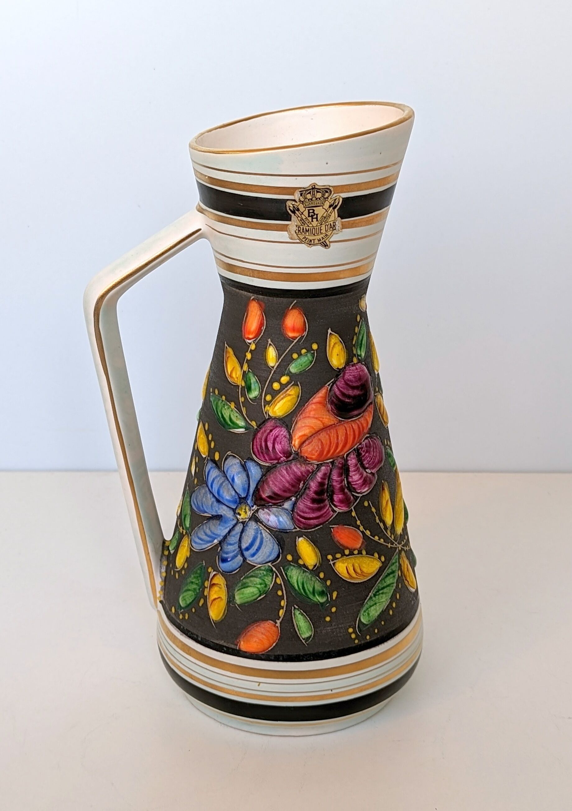 Vase céramique vintage Henri Bequet Quaregnon peint à la main (poterie ...