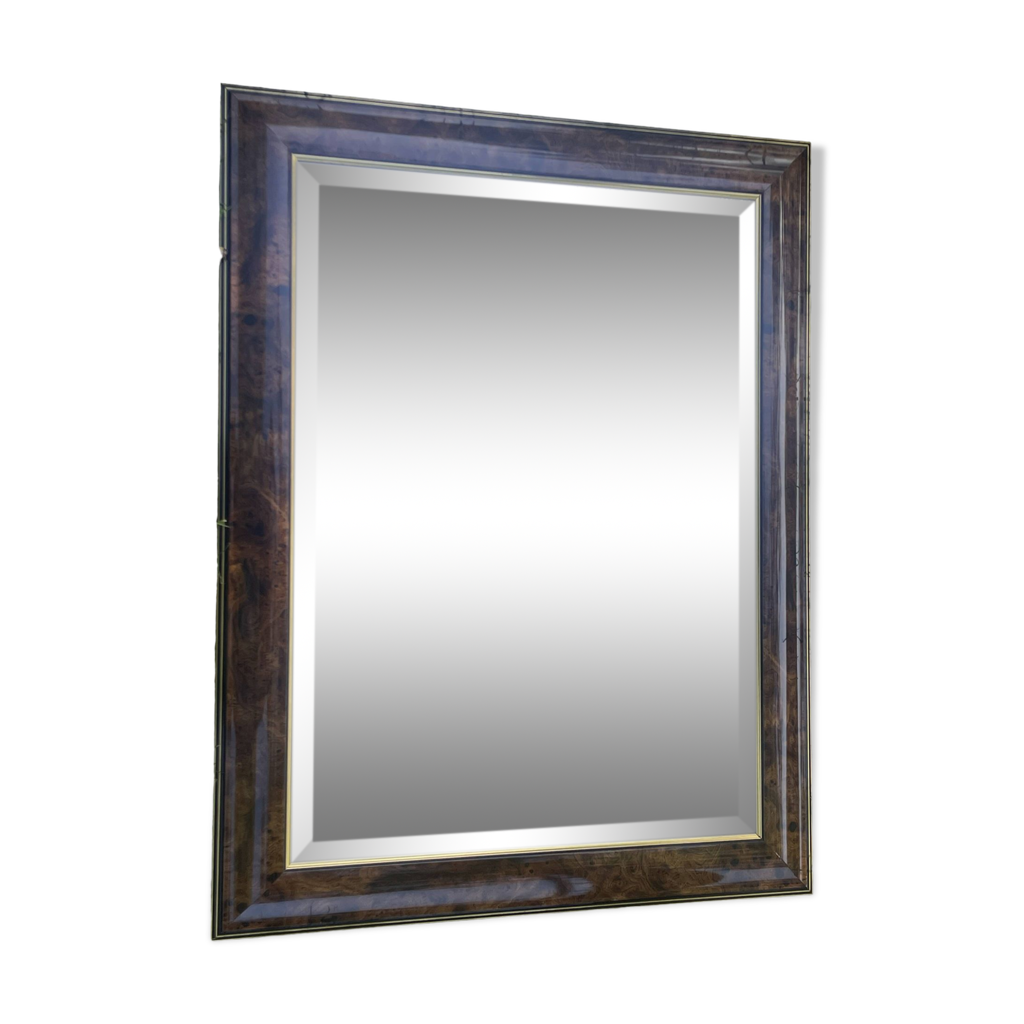 Large mirror with natural wood molding, gold fillet, beveled mirror ...